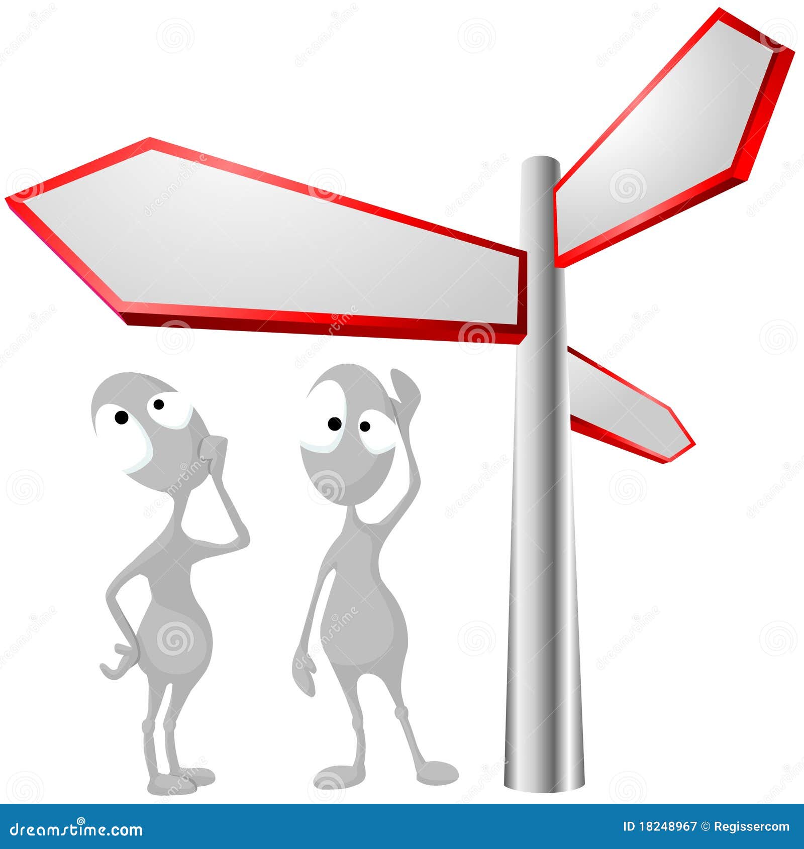 Two Aliens Thinking about Right Direction. Stock Illustration ...