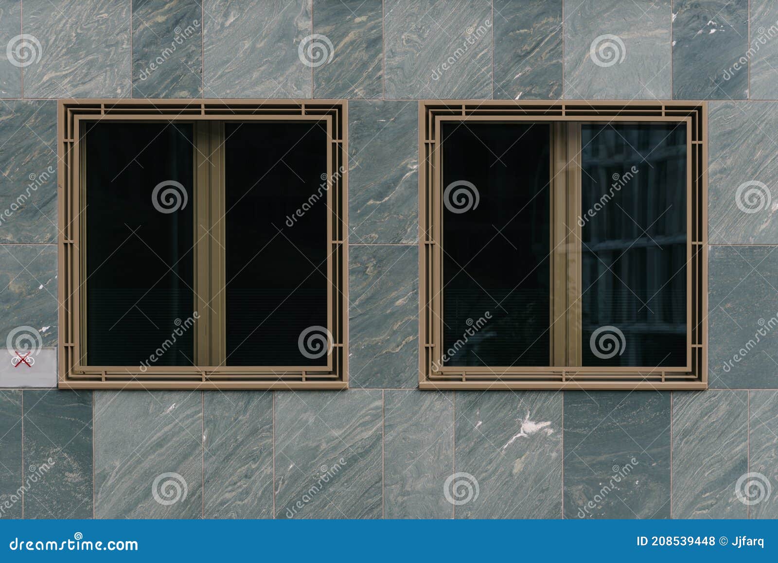 Two Aluminium Windows on Stone Wall, Symmetry Stock Photo - Image of ...