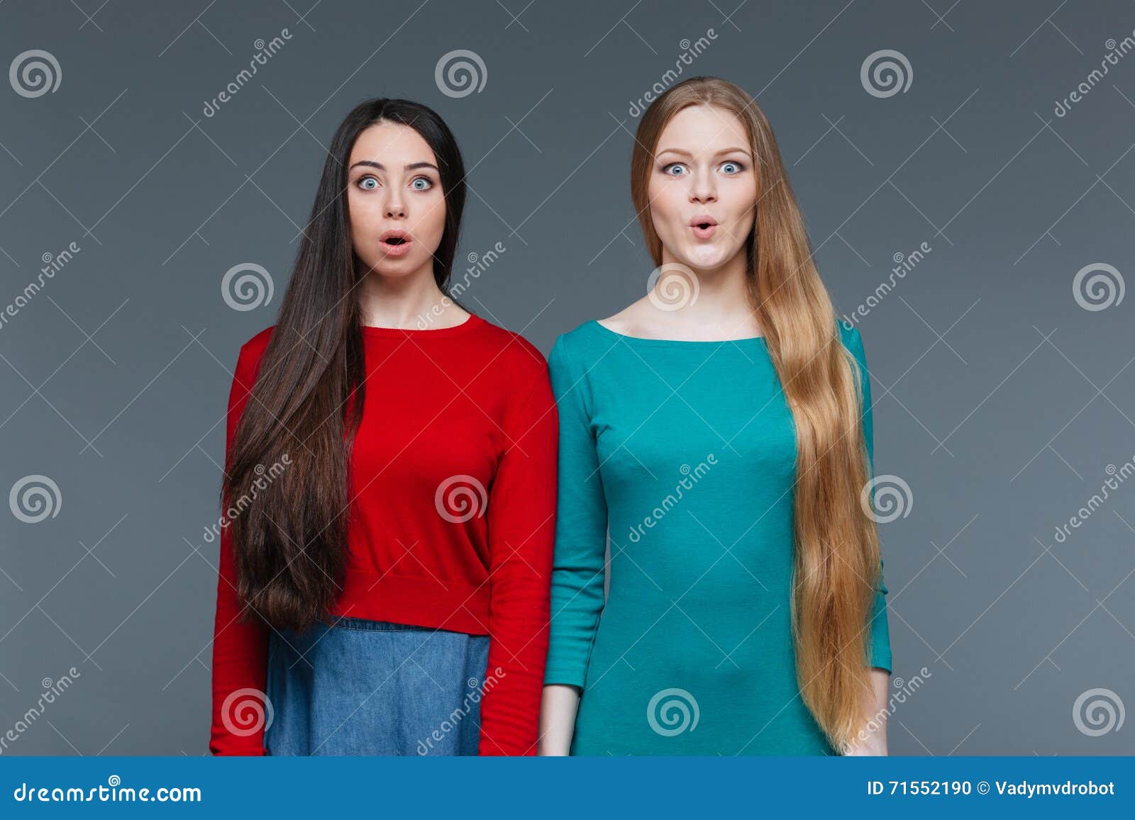 Two amazed girl stock photo. Image of long, beautiful - 71552190