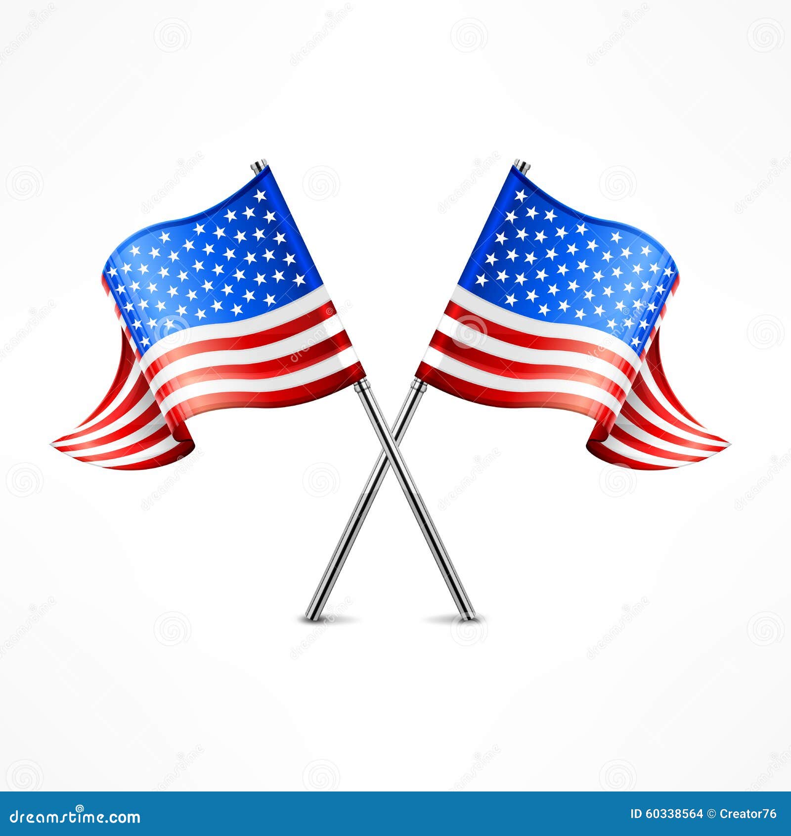 Two Crossed American Flags Clip Art
