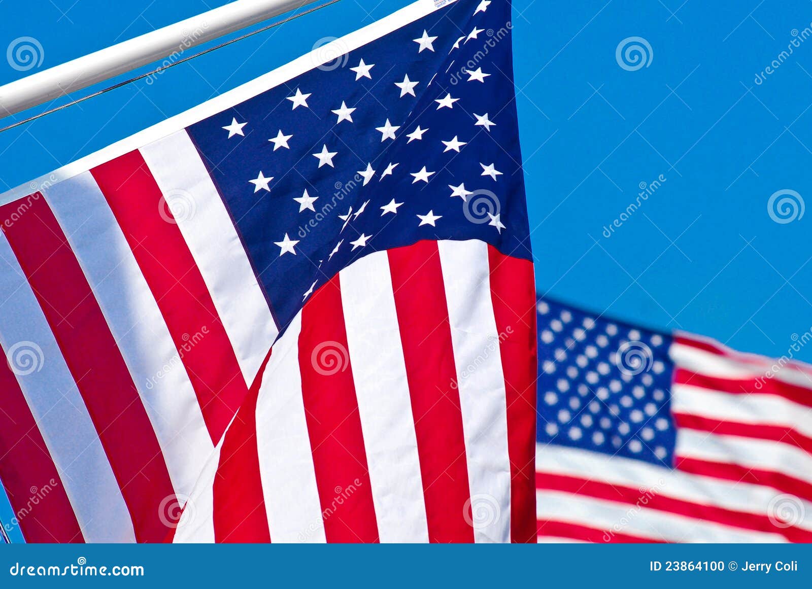 Two American flags. stock photo. Image of independence - 23864100