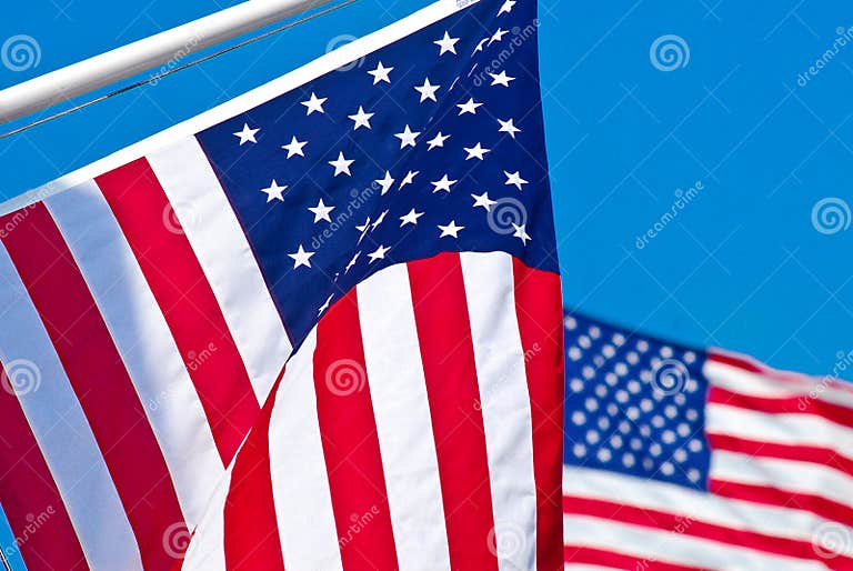 Two American flags. stock photo. Image of independence - 23864100