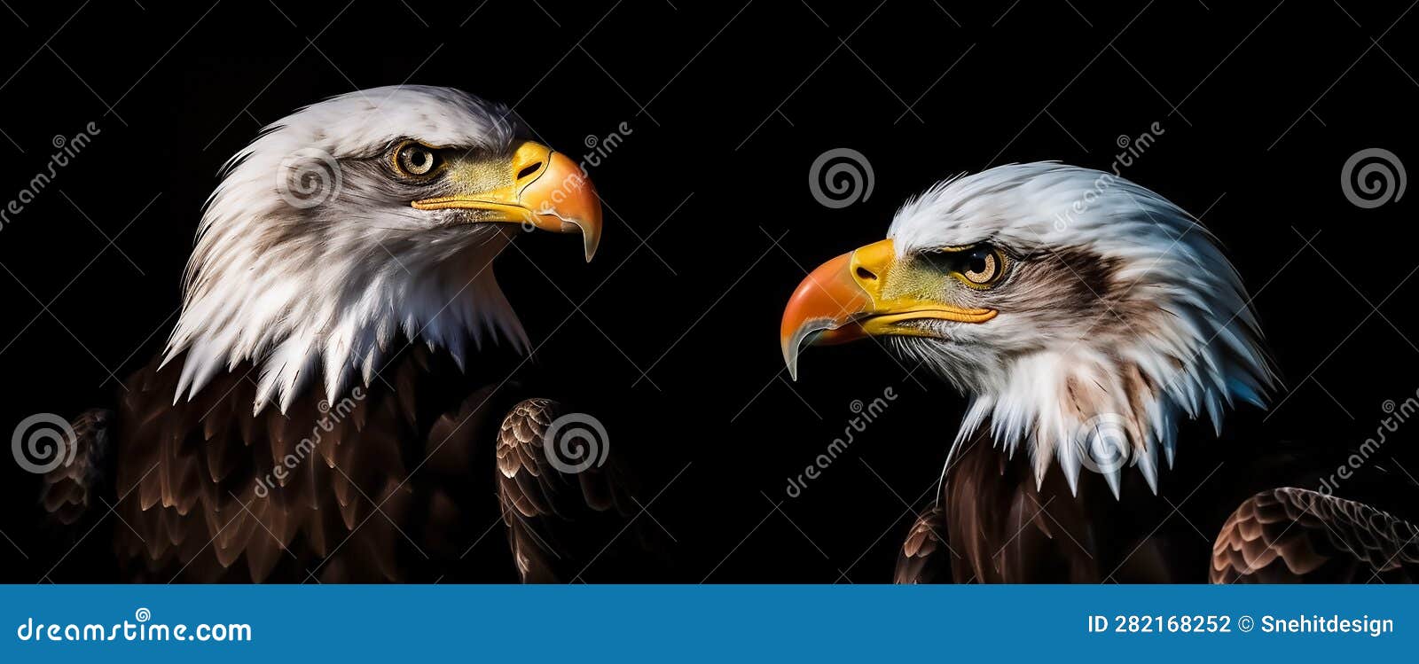 American National Bird Bald Eagles On Black Background, AI-generated ...