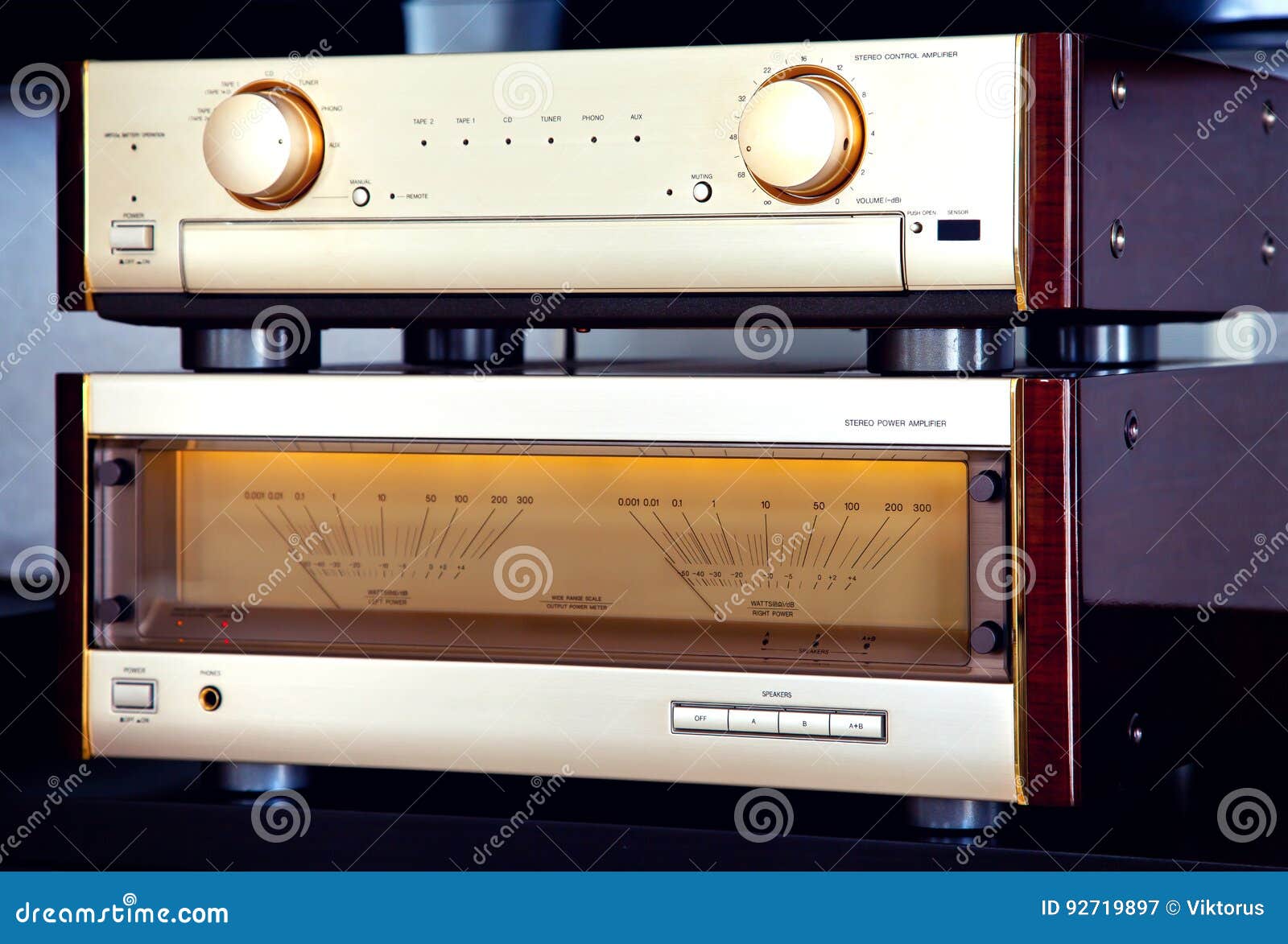 Two Amplifier Vintage Audio Stereo System Luxury High End Stock Image ...