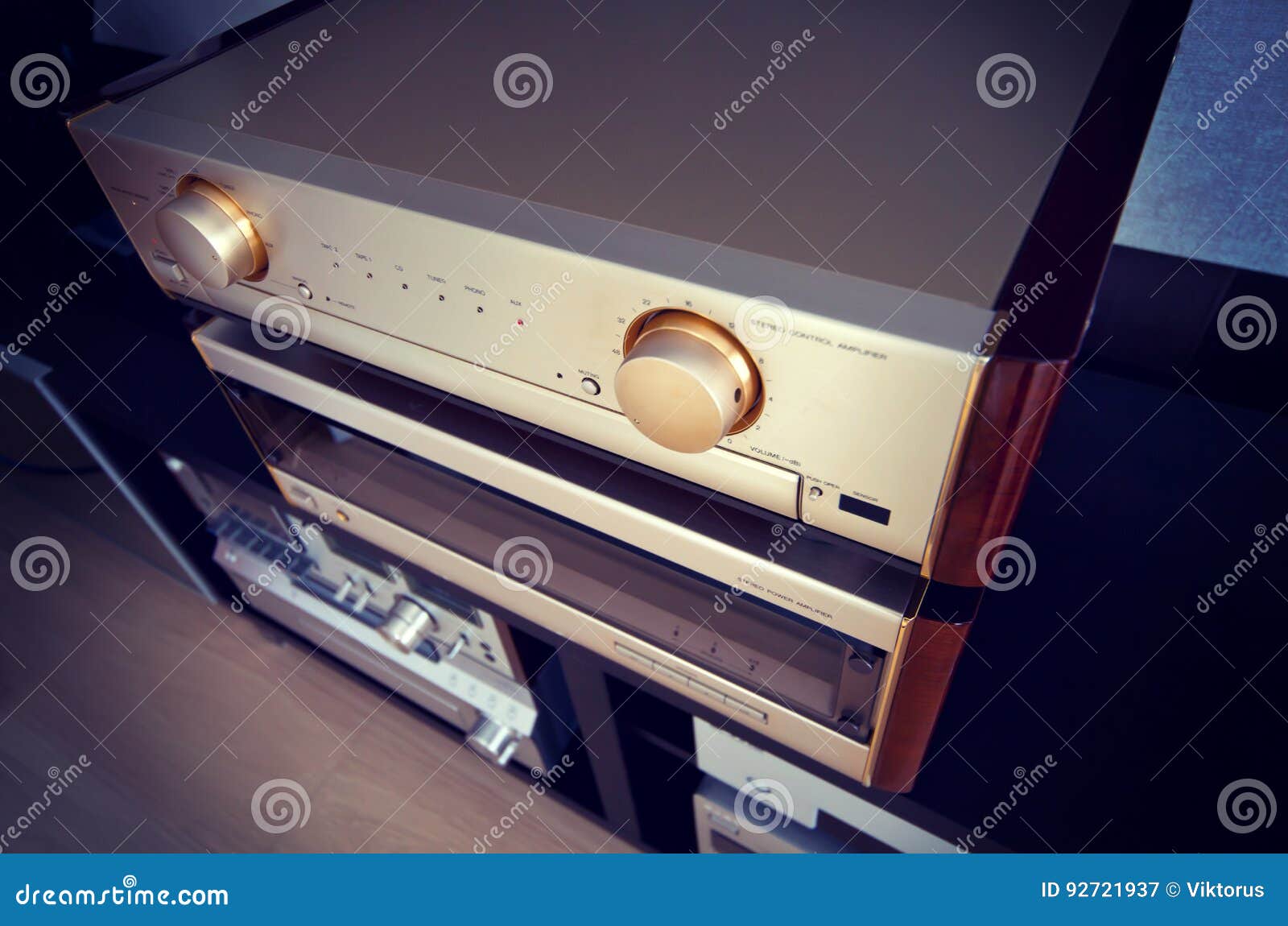 Two Amplifier Vintage Audio Stereo System Luxury High End Stock Image ...