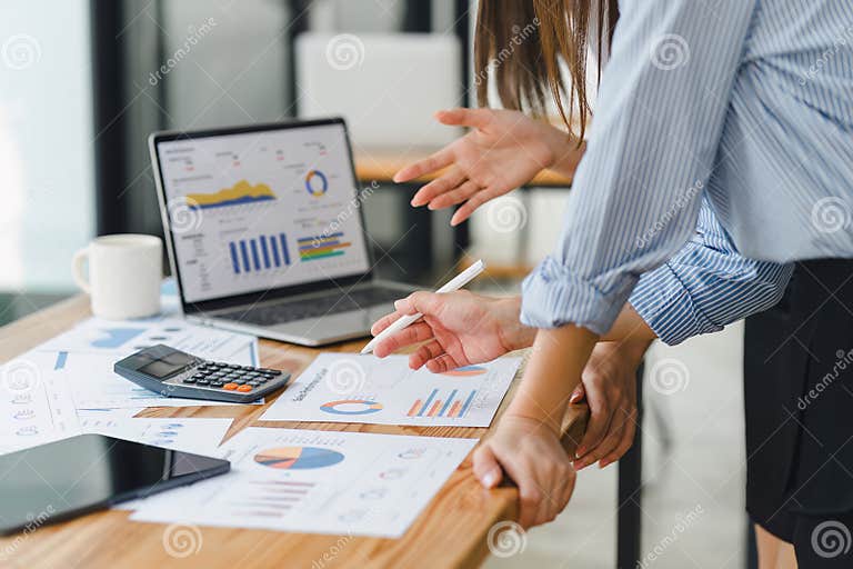 Two Analyst Women Using KPI Dashboard for Data Analytics. Digital Data ...