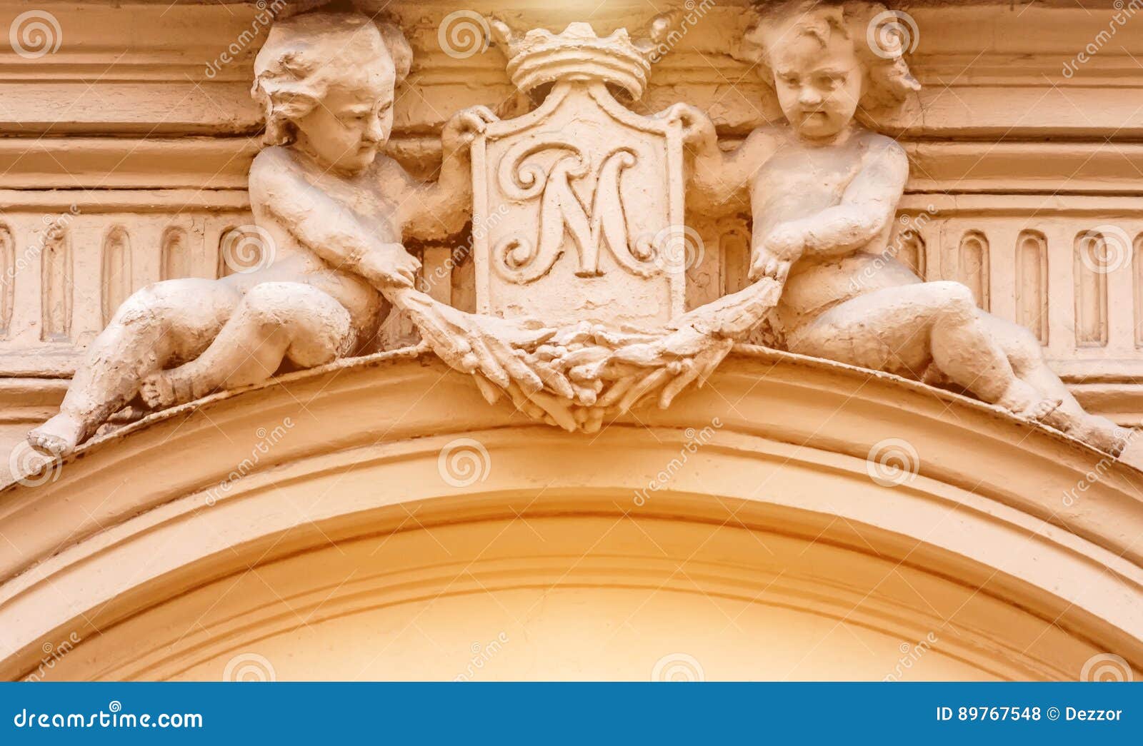 Two Ancient Angels in the Form of Children on the Building Architecture ...