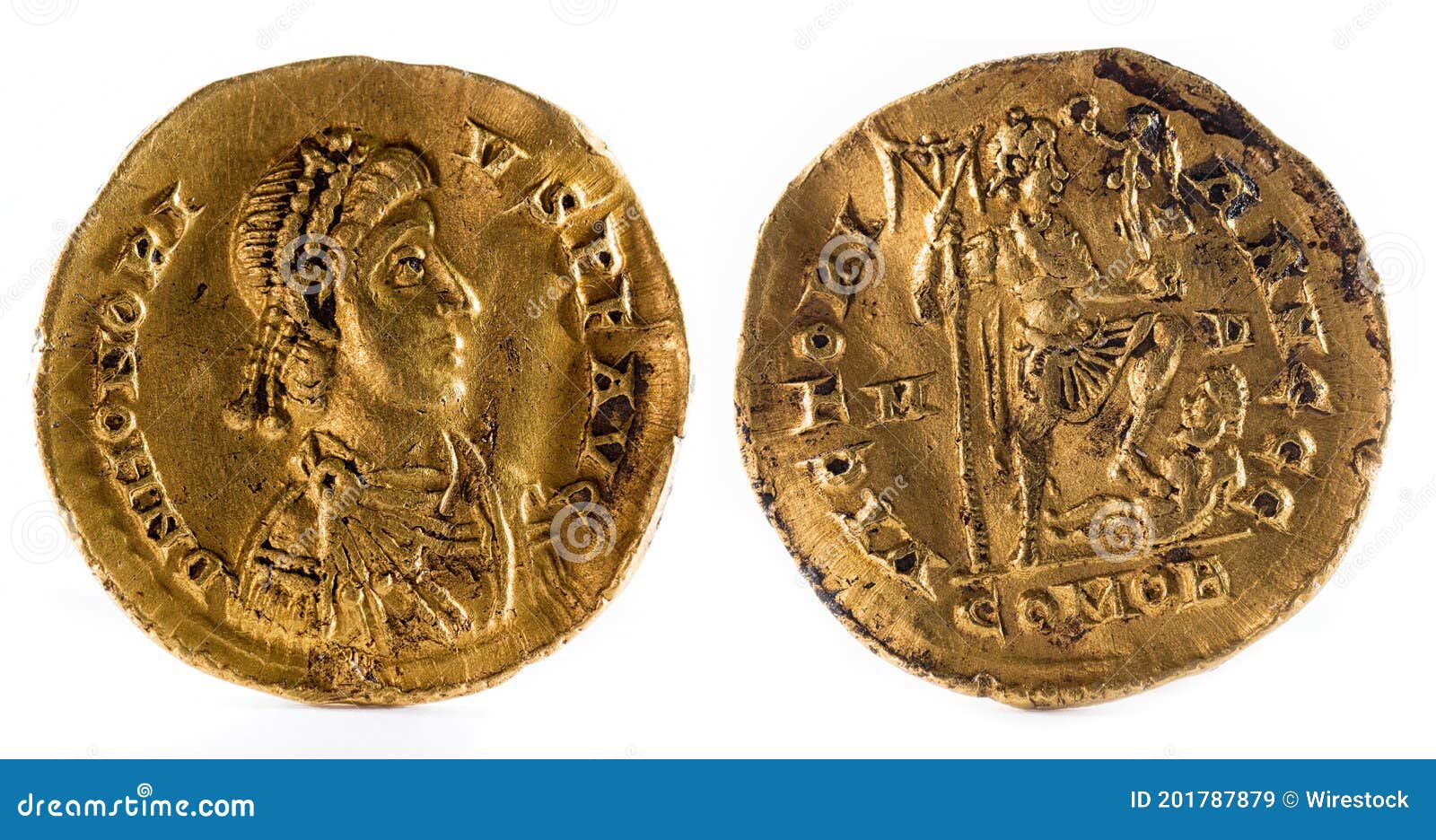 Ancient Roman Gold Solidus Coins of Emperor Honorius Stock Image ...