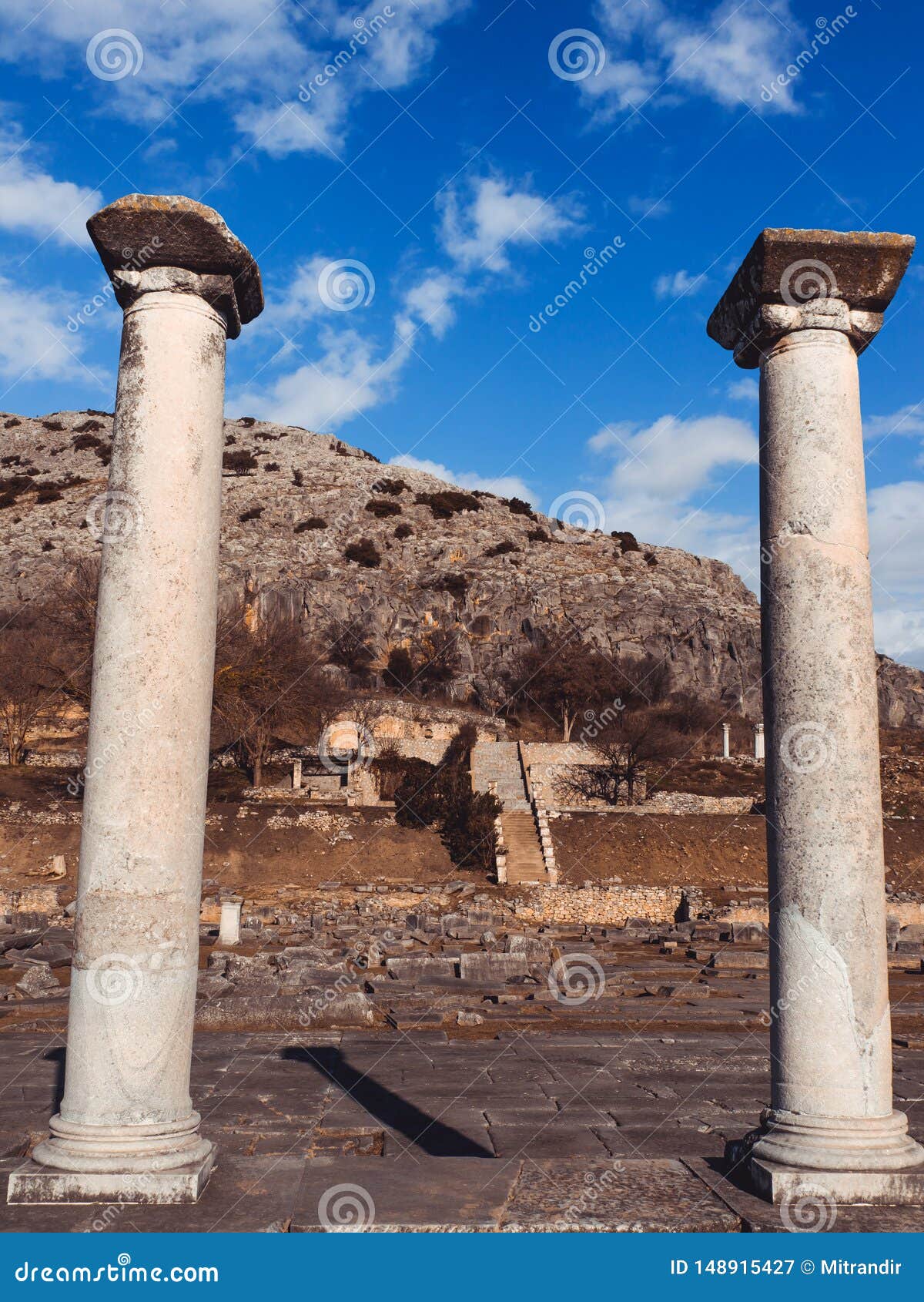 Two Ancient Stone Greek Columns - Greece Stock Image - Image of culture ...