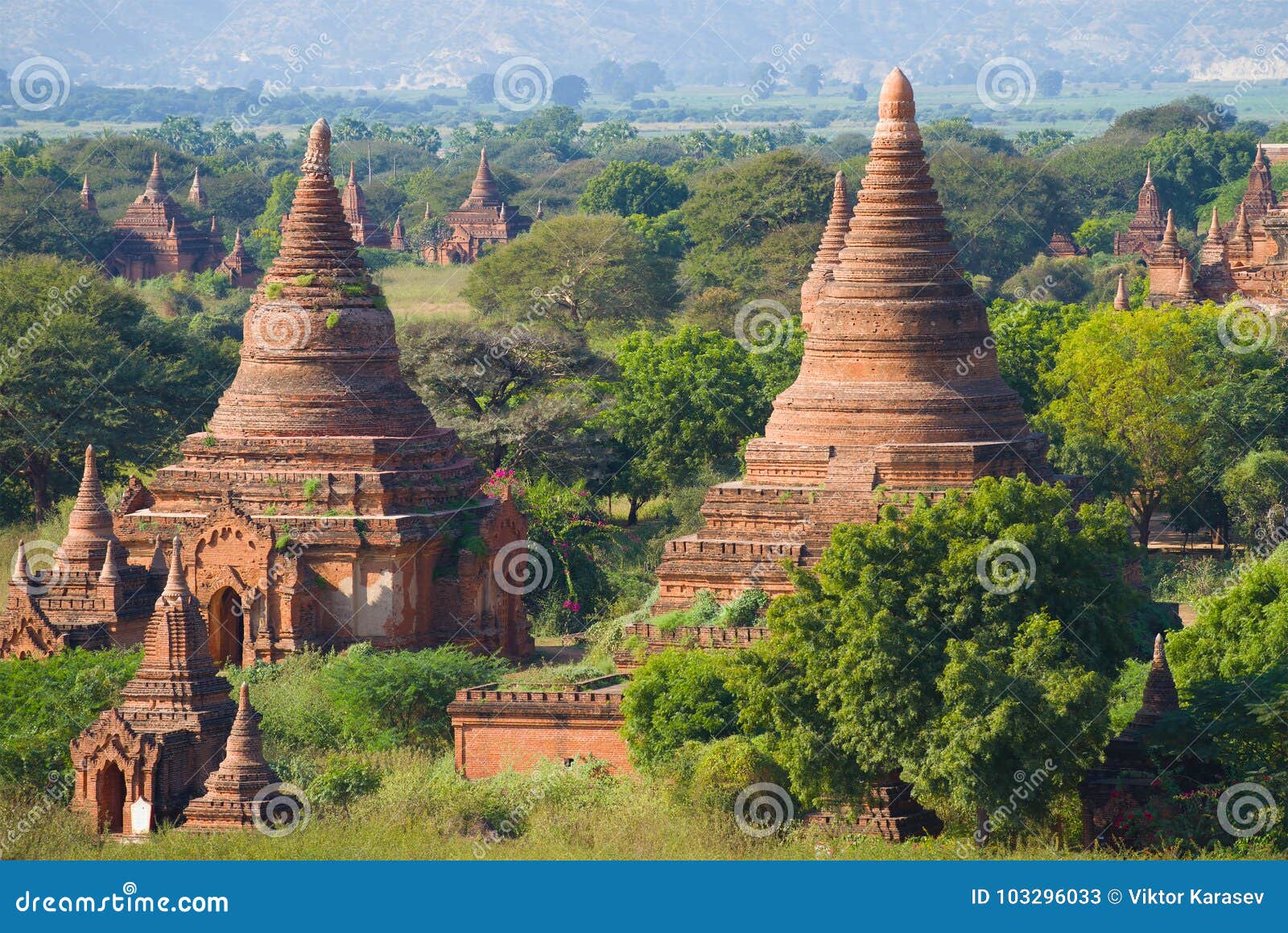 Two Ancient Temples of Bagan in Close-up. Burma Stock Image - Image of ...