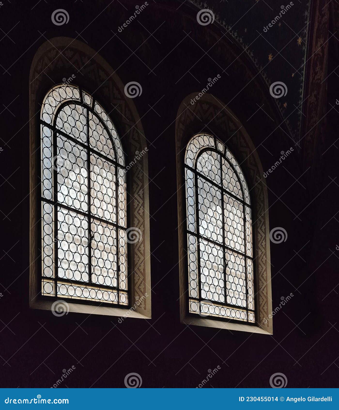 Two Ancient Windows with Leaded Glass Stock Photo - Image of brick ...