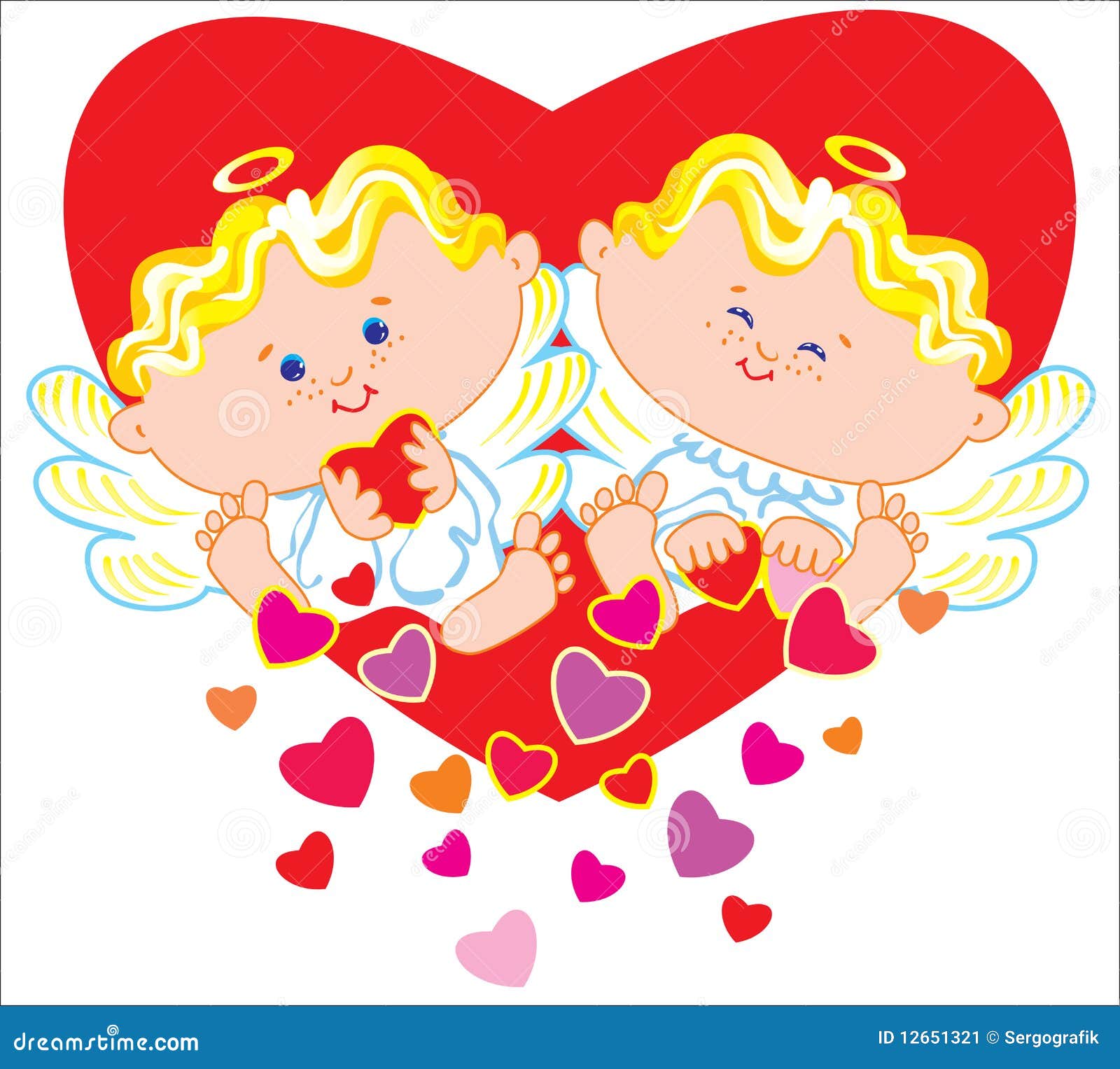 Two angels stock vector. Illustration of heart, cloud - 12651321