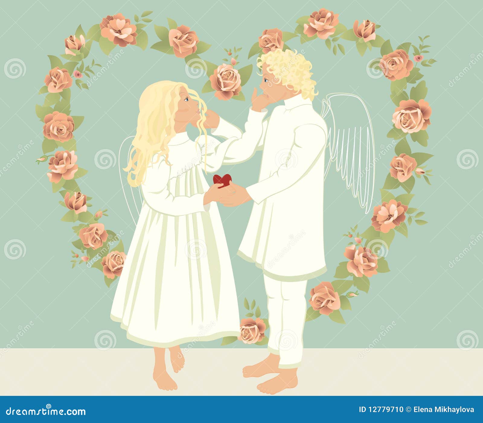 Two angels stock vector. Illustration of holiday, retro - 12779710