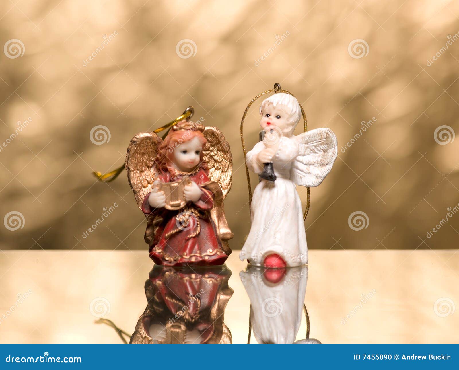Two angels stock photo. Image of gold, adornment, christmas - 7455890