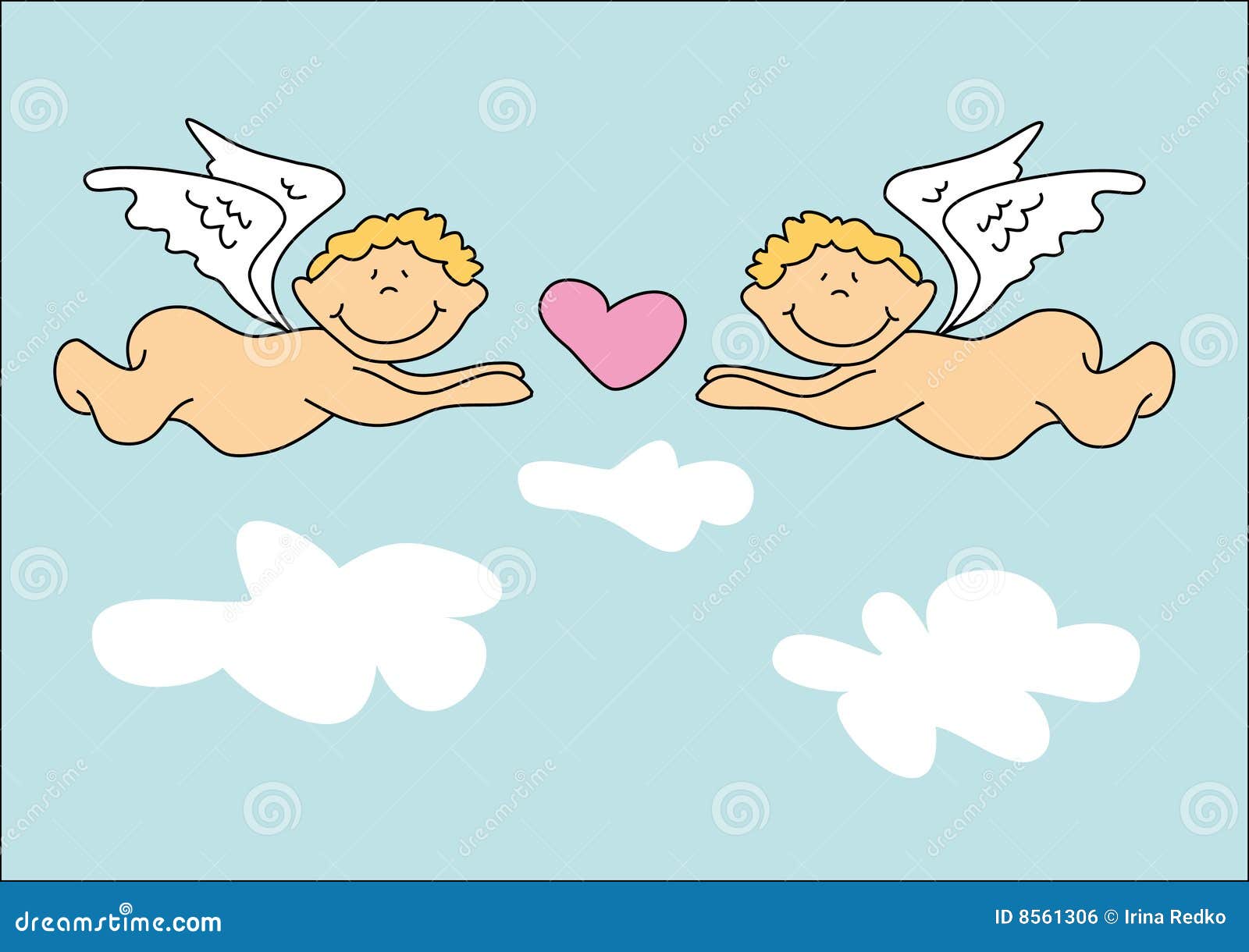 Two angels stock illustration. Illustration of wings, heart - 8561306