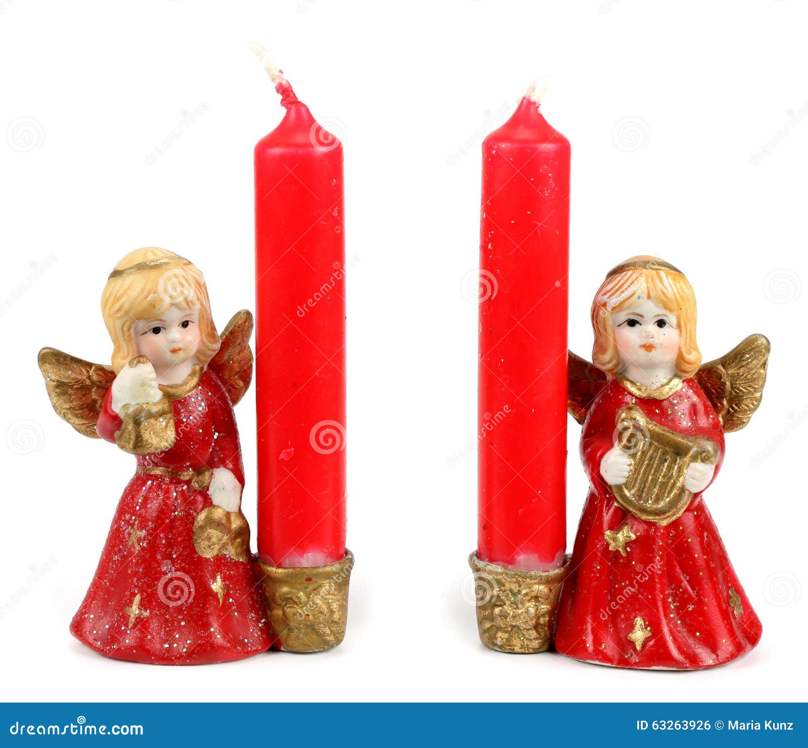 Two Angels and a Candle on a White Background Stock Photo - Image of ...