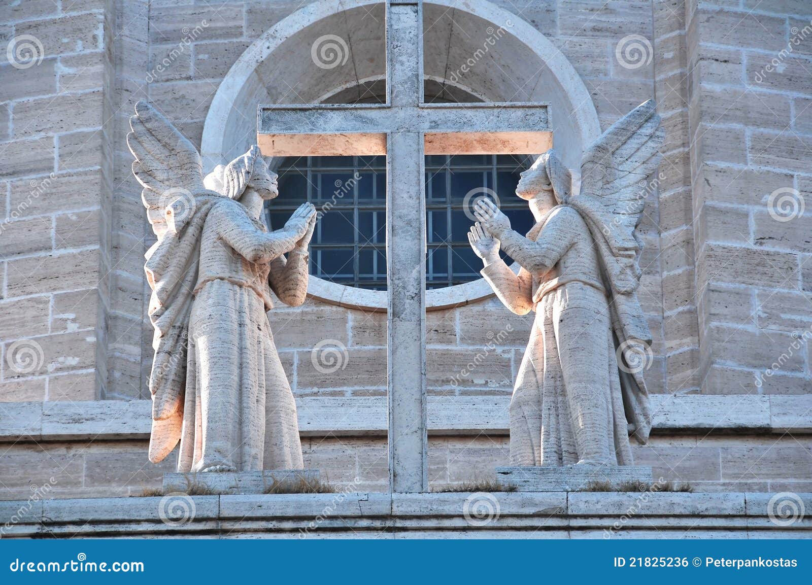 Two angels with cross stock photo. Image of stone, passion - 21825236