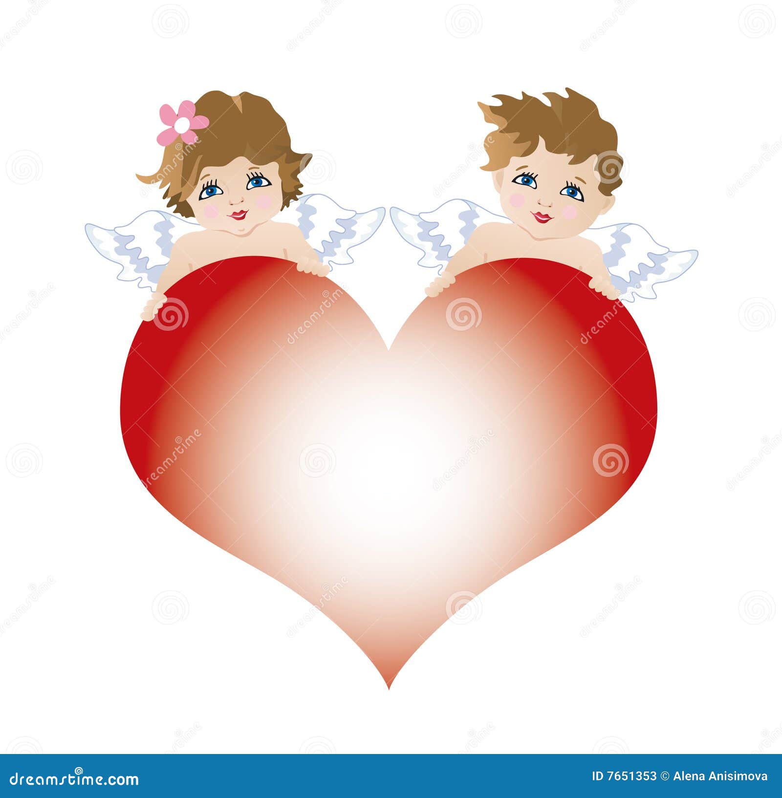 Two Angels Cupids for Valentine Celebration Stock Illustration ...