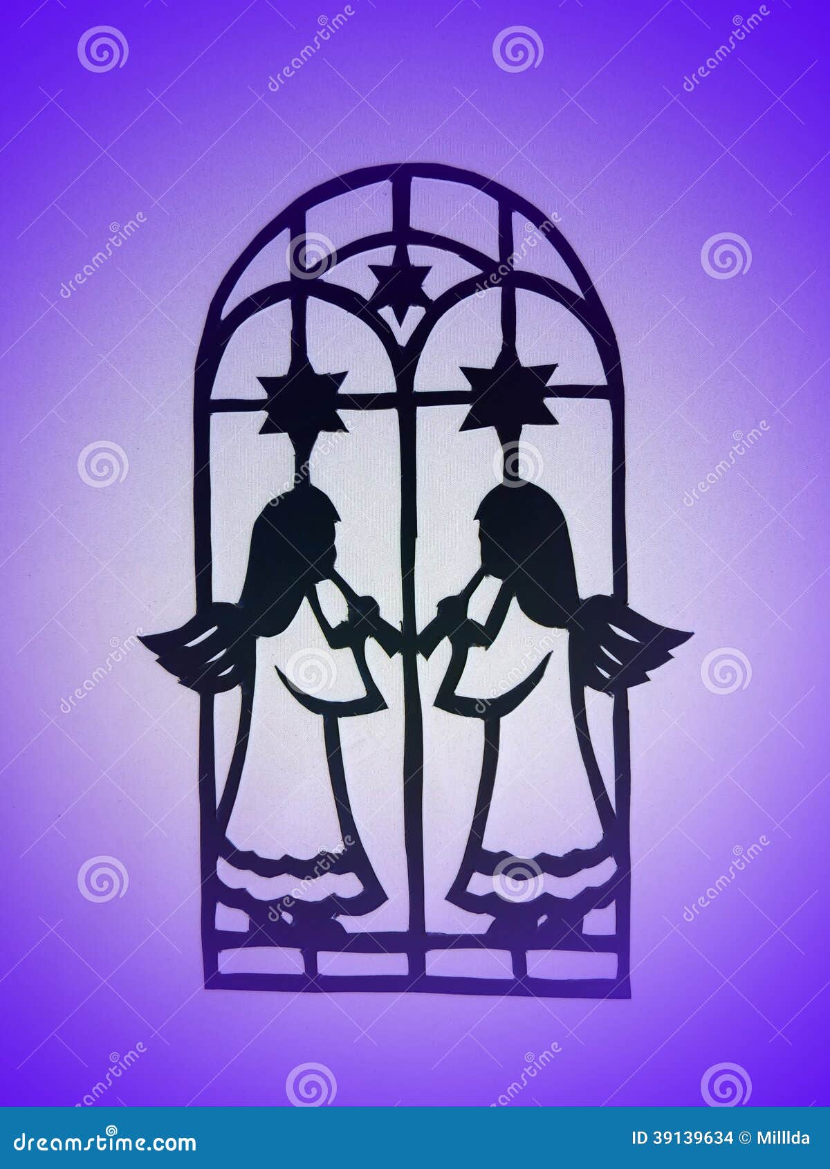 Two angels. Paper cutting stock photo. Image of greeting - 39139634