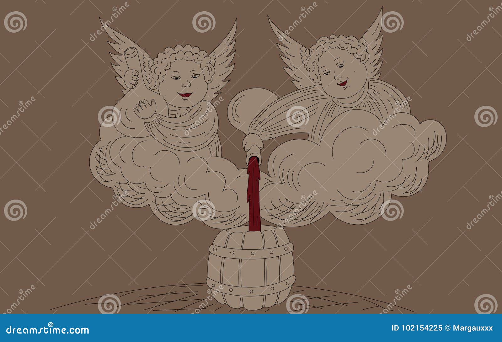 Angels with wine stock vector. Illustration of wine - 102154225