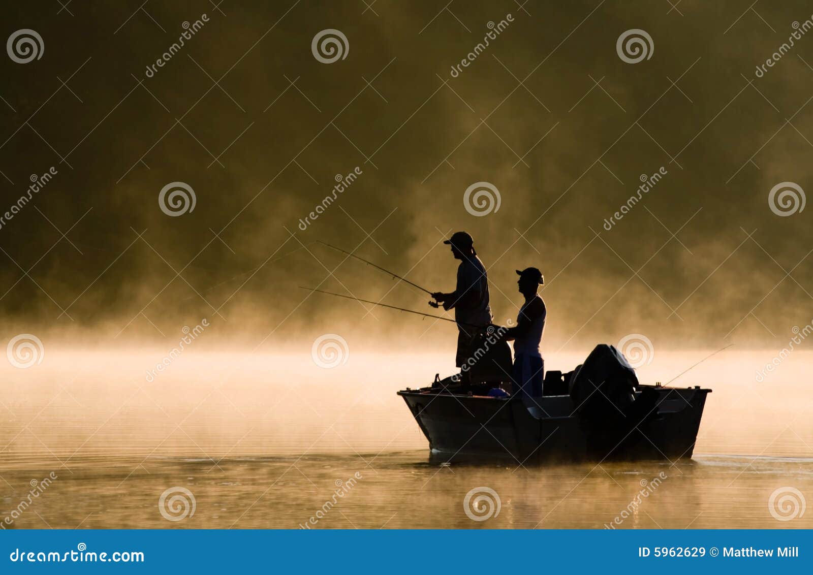 Two Anglers Fishing on a Lake Stock Image - Image of angling ...