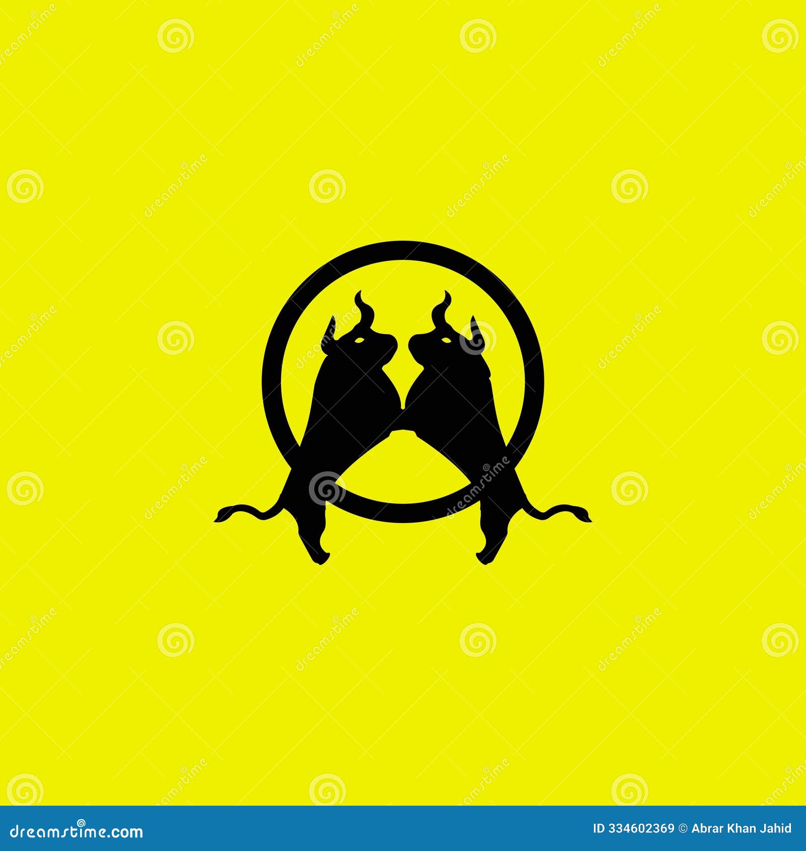 Two Angry Bull, Monochrome Logo, Stock Vector - Illustration of black ...