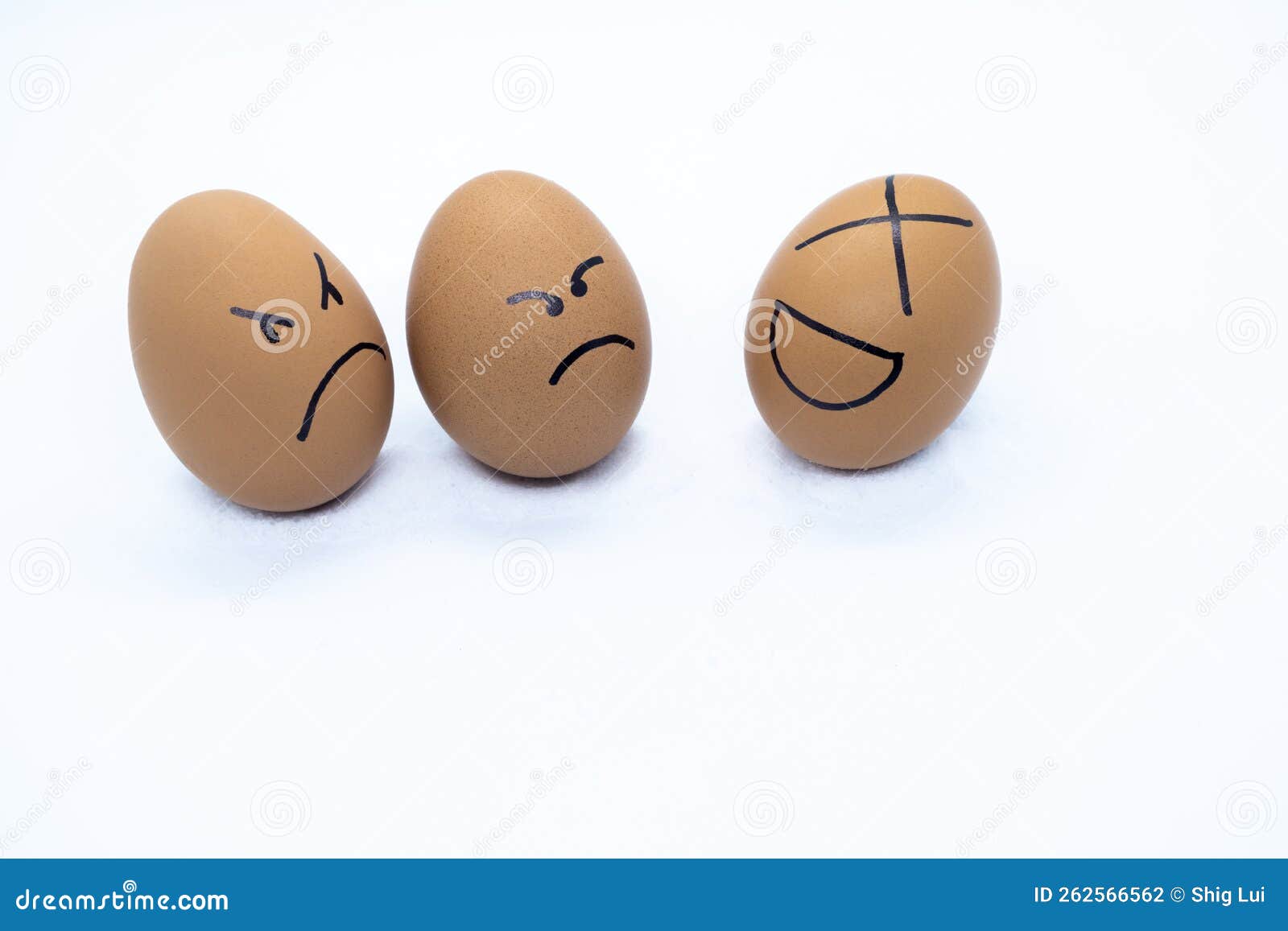 Two Angry Eggs and One Worried. Stock Photo - Image of drawing, food ...