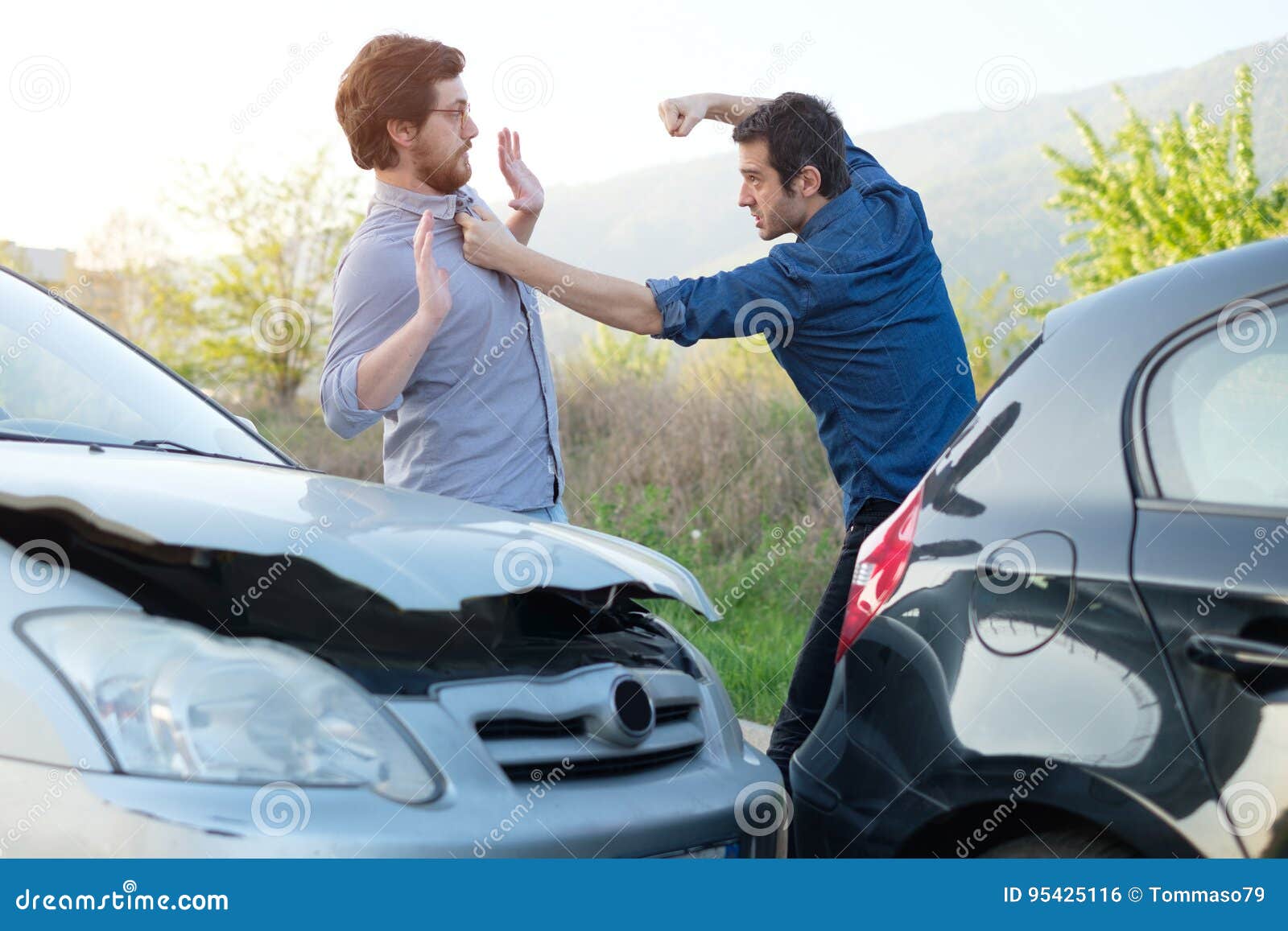 Two Angry Men Arguing after a Car Crash Stock Photo - Image of person ...