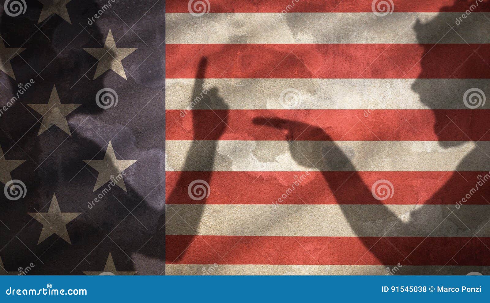 Two Angry Men Shadow Screaming at Each Other. Usa Flag. Stock Photo ...
