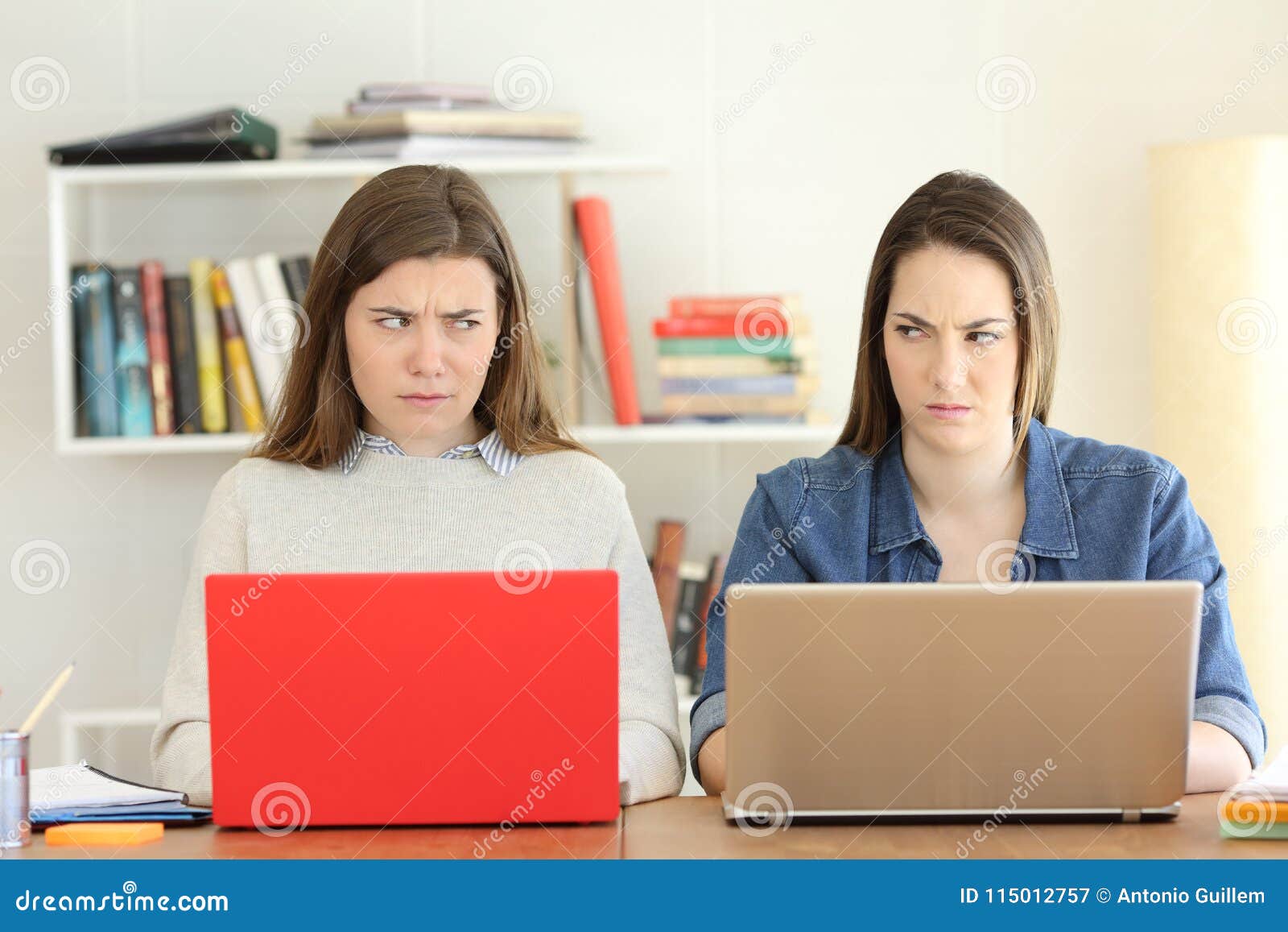 Two Angry Students Looking Each Other with Hate Stock Image - Image of ...