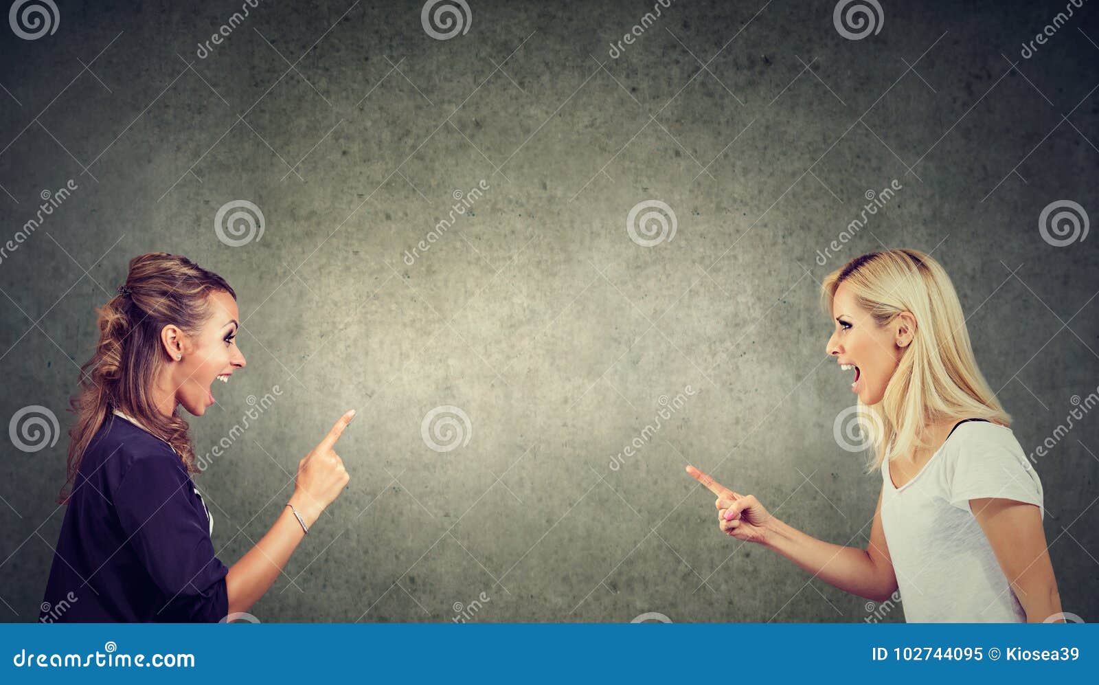 Two Angry Young Women Fighting Screaming at Each Other Stock Image ...