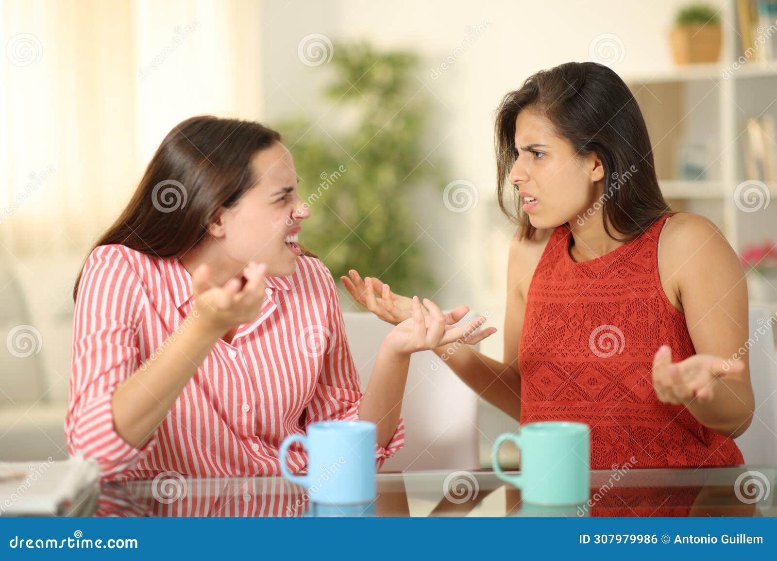 Two Angry Women at Home Arguing Stock Photo - Image of dispute, arguing ...