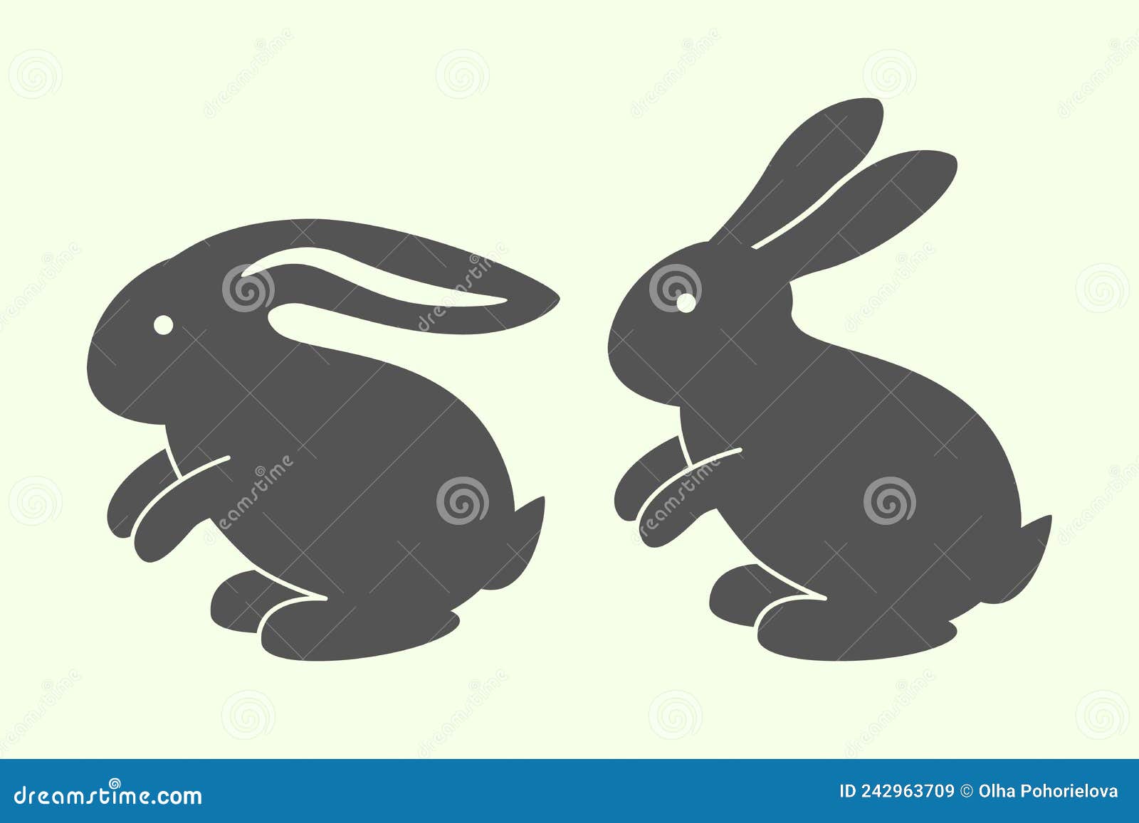 Set Of Silhouettes Of Easter Bunny Vector Illustration. Easter Bunny ...
