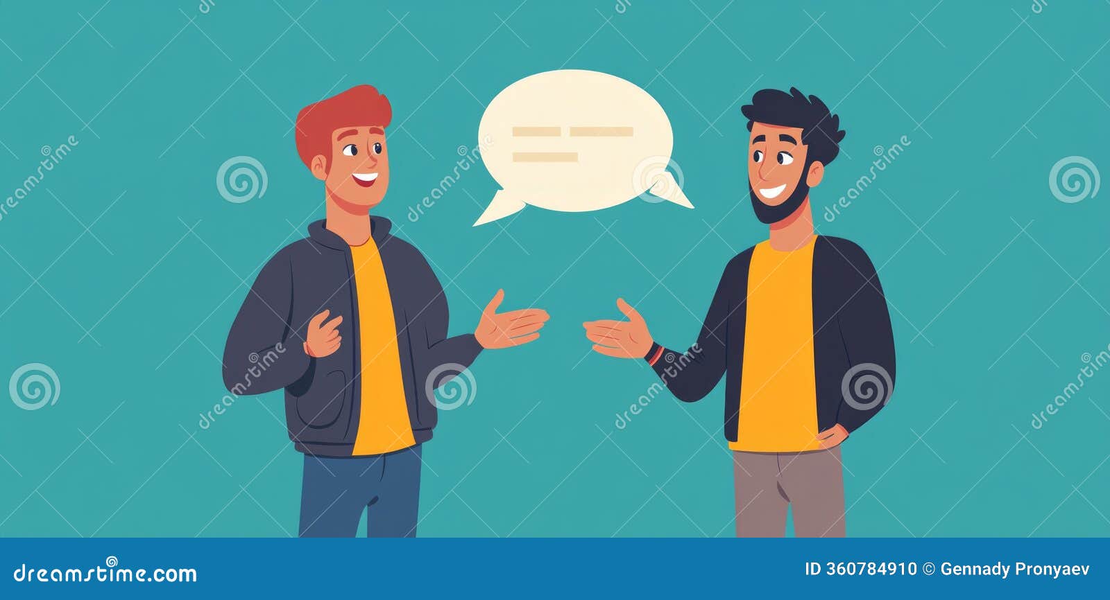 Two Animated Characters Having a Friendly Conversation with Speech ...