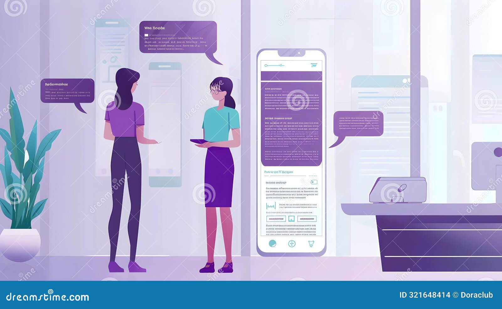 Two Animated Characters Stand In A Modern Office Environment, AI ...