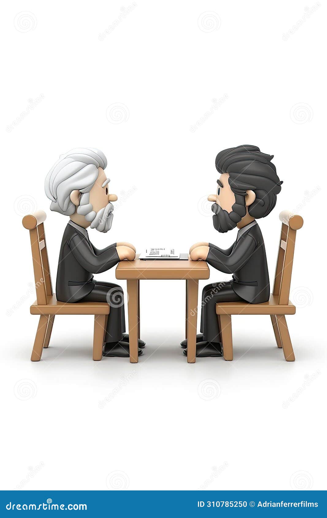 Two Animated Male Figures in a Job Interview Setting. Stock ...