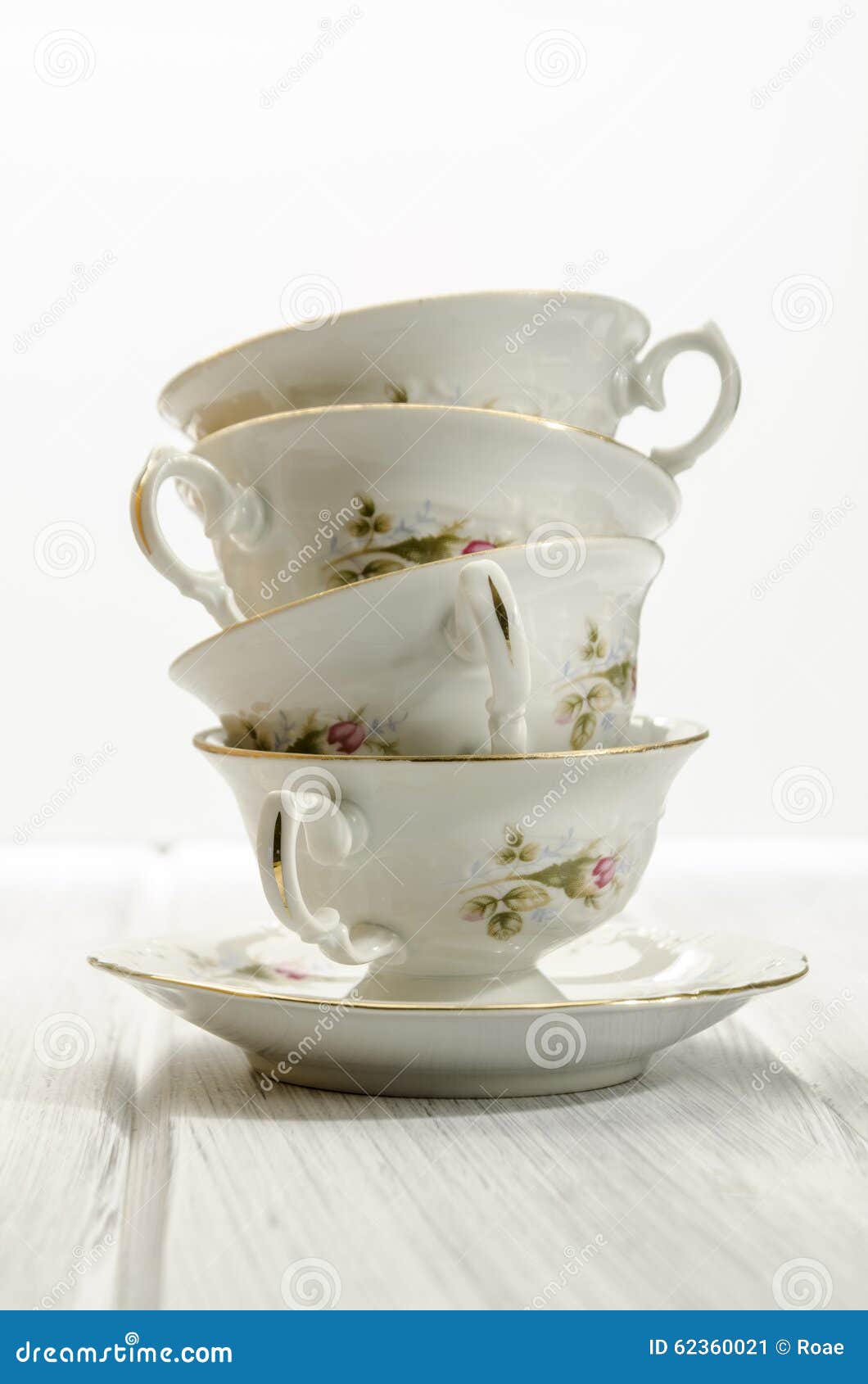 Two Antique Teacups on White Background Stock Image - Image of ornate ...