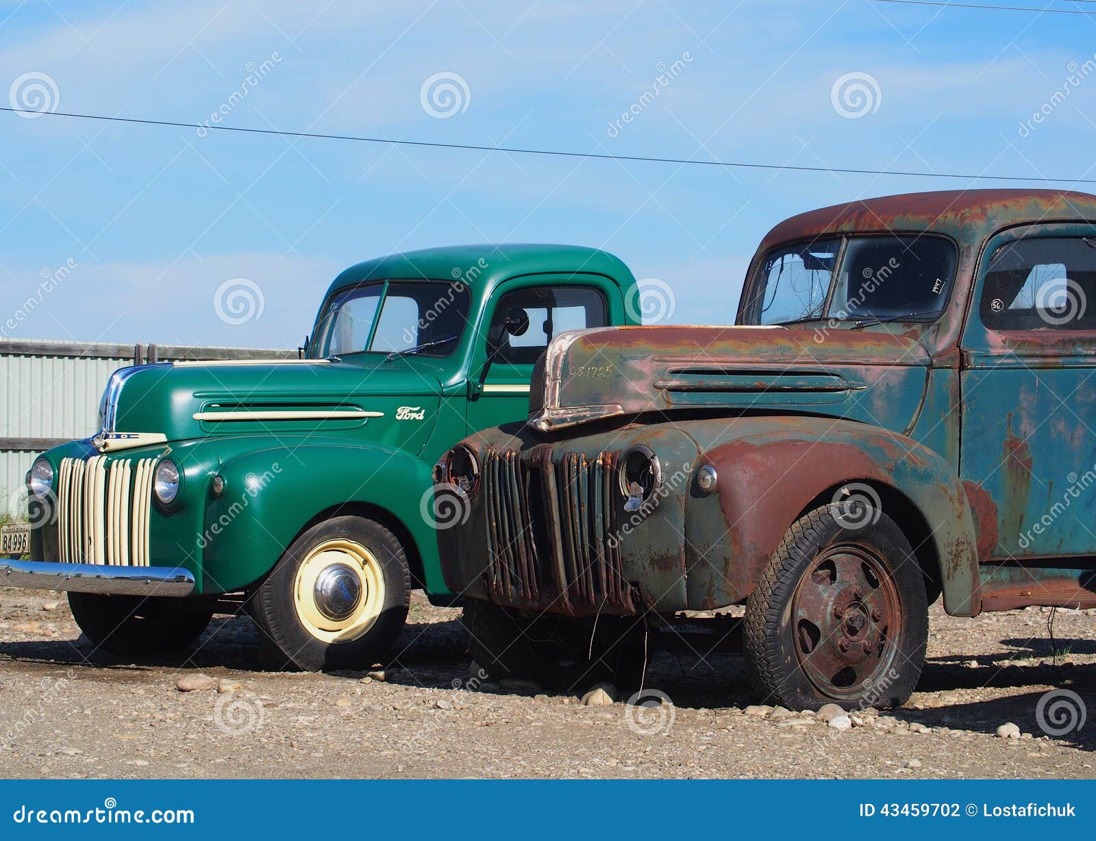 Two Antique Trucks-One Restored-One Rusted OUt Editorial Photography ...