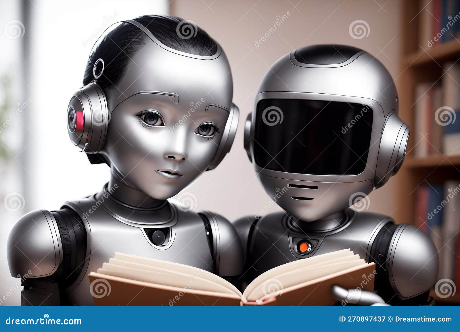 Two Antropomothic Robots Androids Doing Home Task, Concept of Machine ...