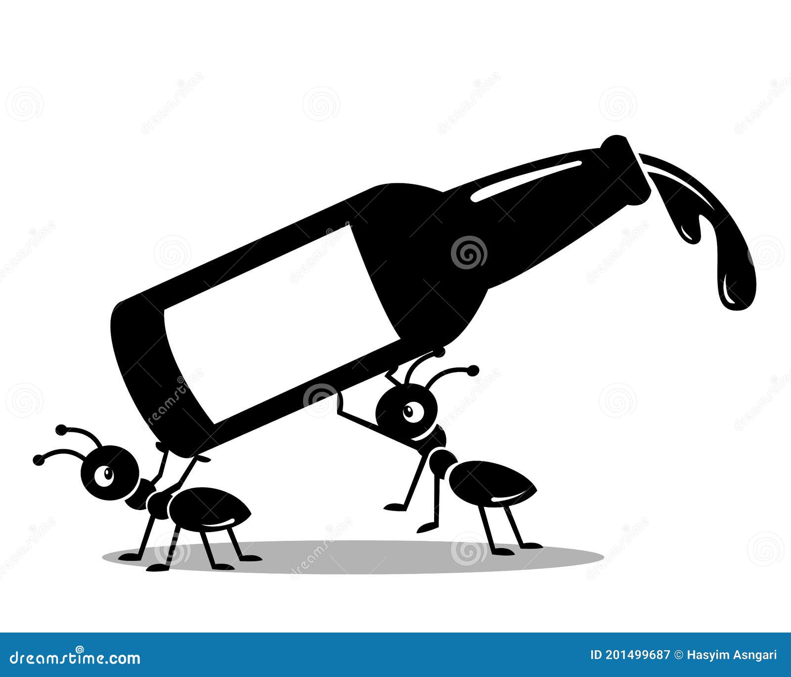Two Ants Carrying Beer Bottle Stock Vector - Illustration of drink ...