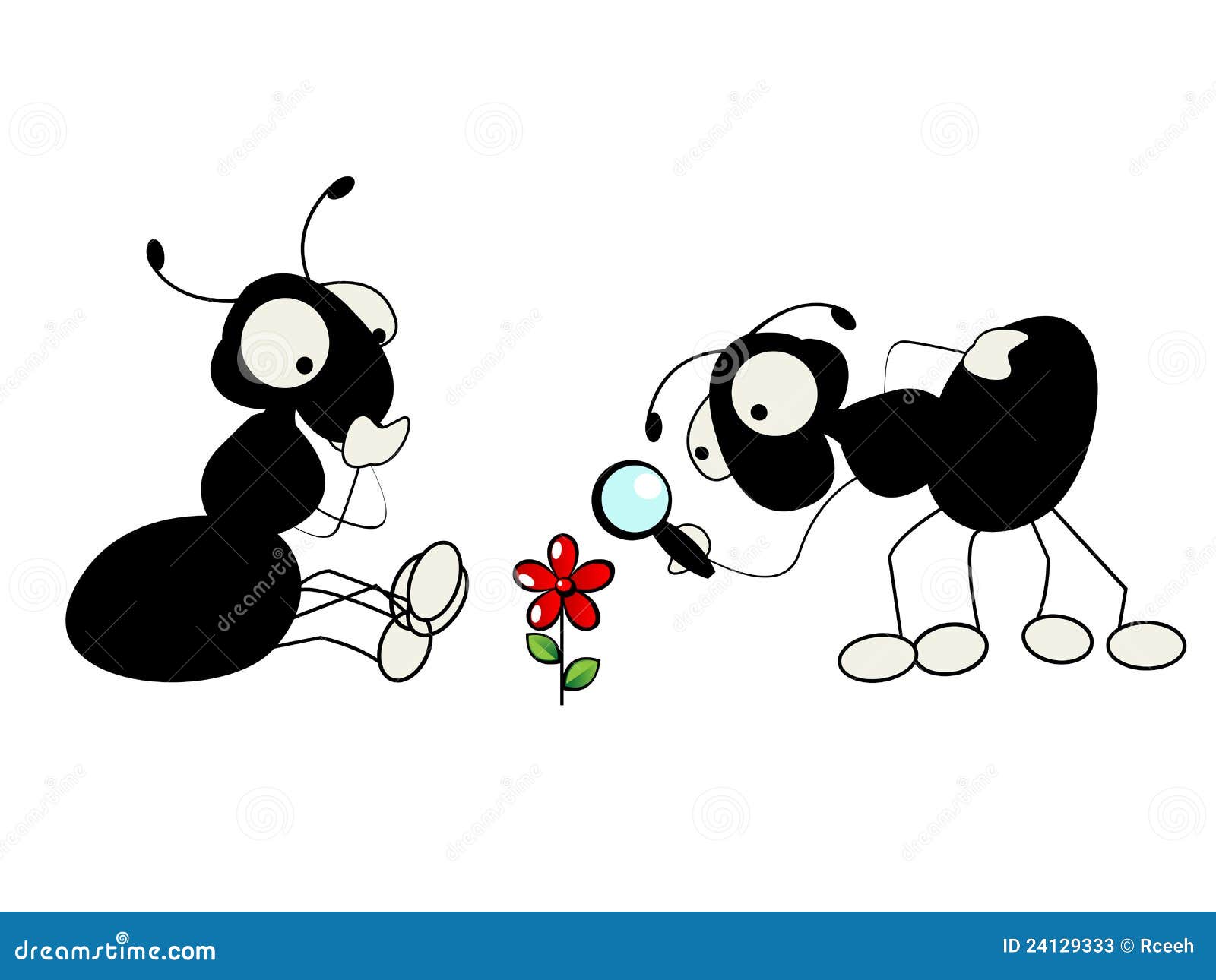 Two ants and flower stock vector. Illustration of leaf - 24129333