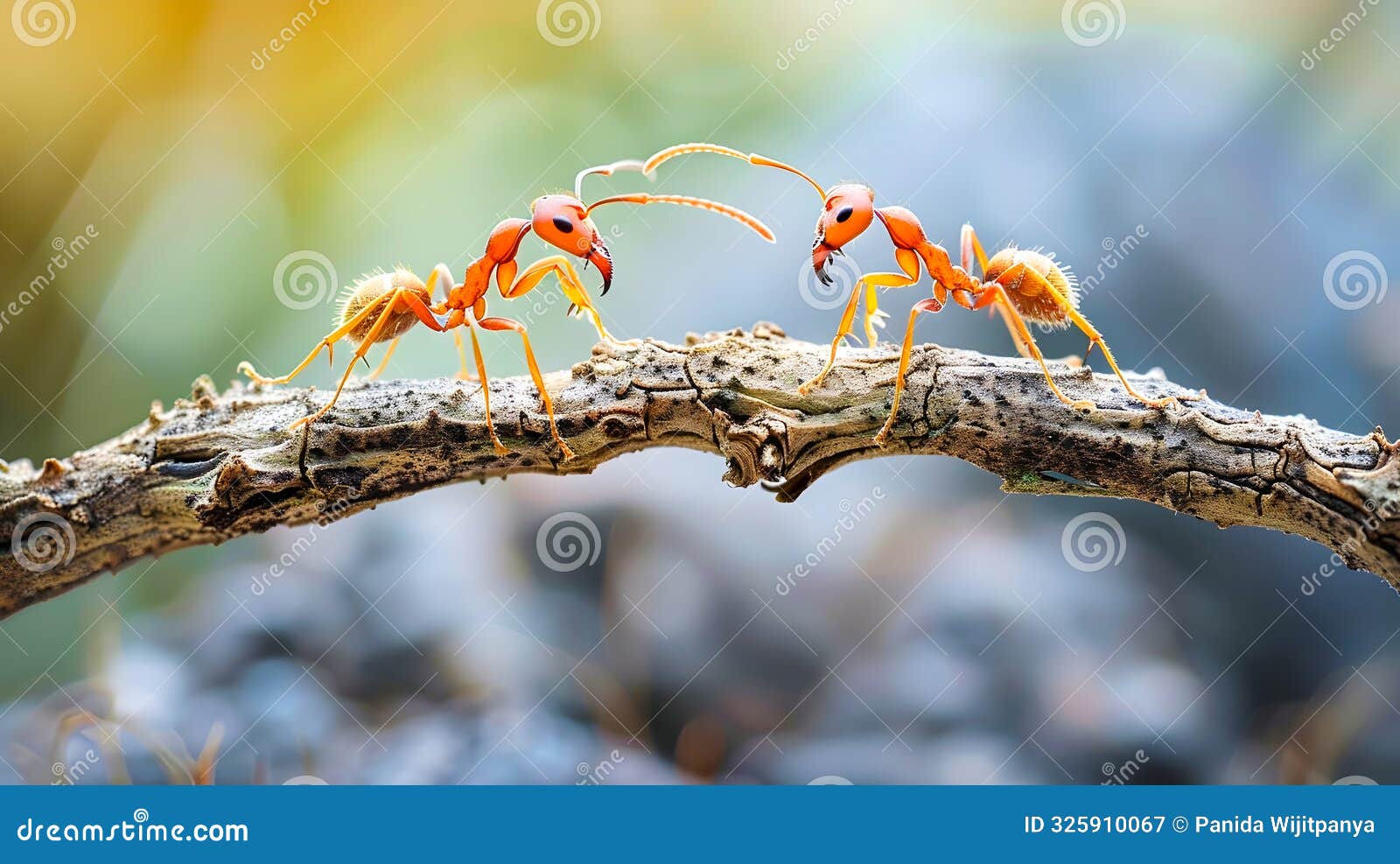 Two Ants Working Together To Form a Bridge Showcasing the Concept of ...