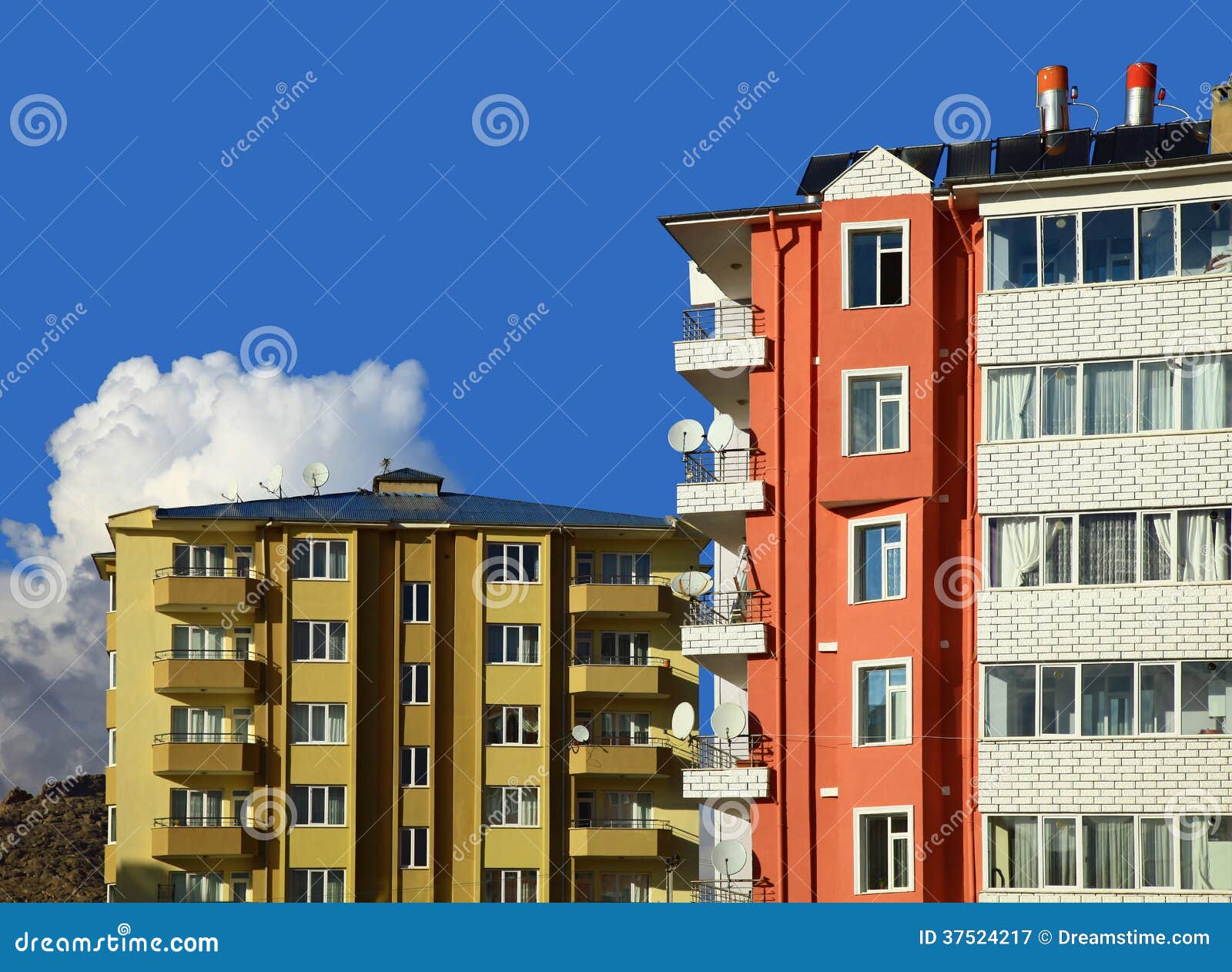 Two Apartment Buildings stock image. Image of asian, sight - 37524217