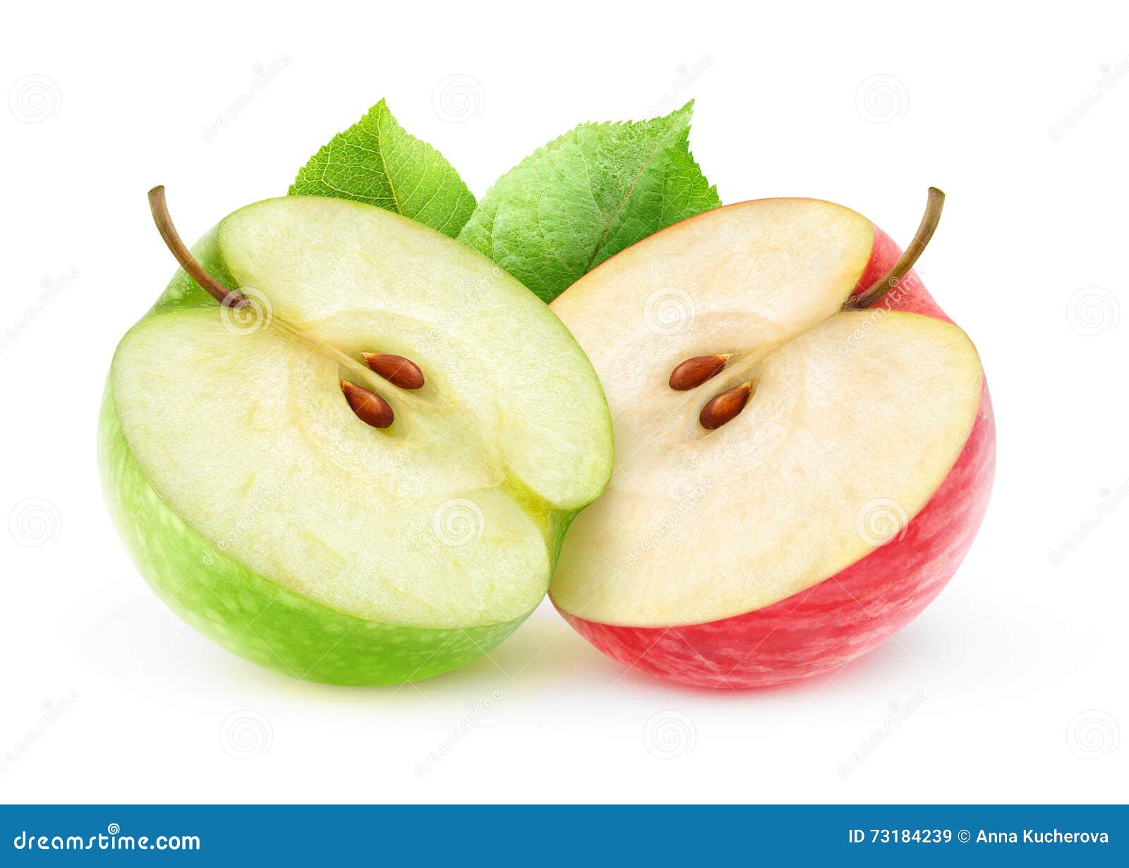 Two apple halves stock image. Image of slice, fruit, cutout - 73184239