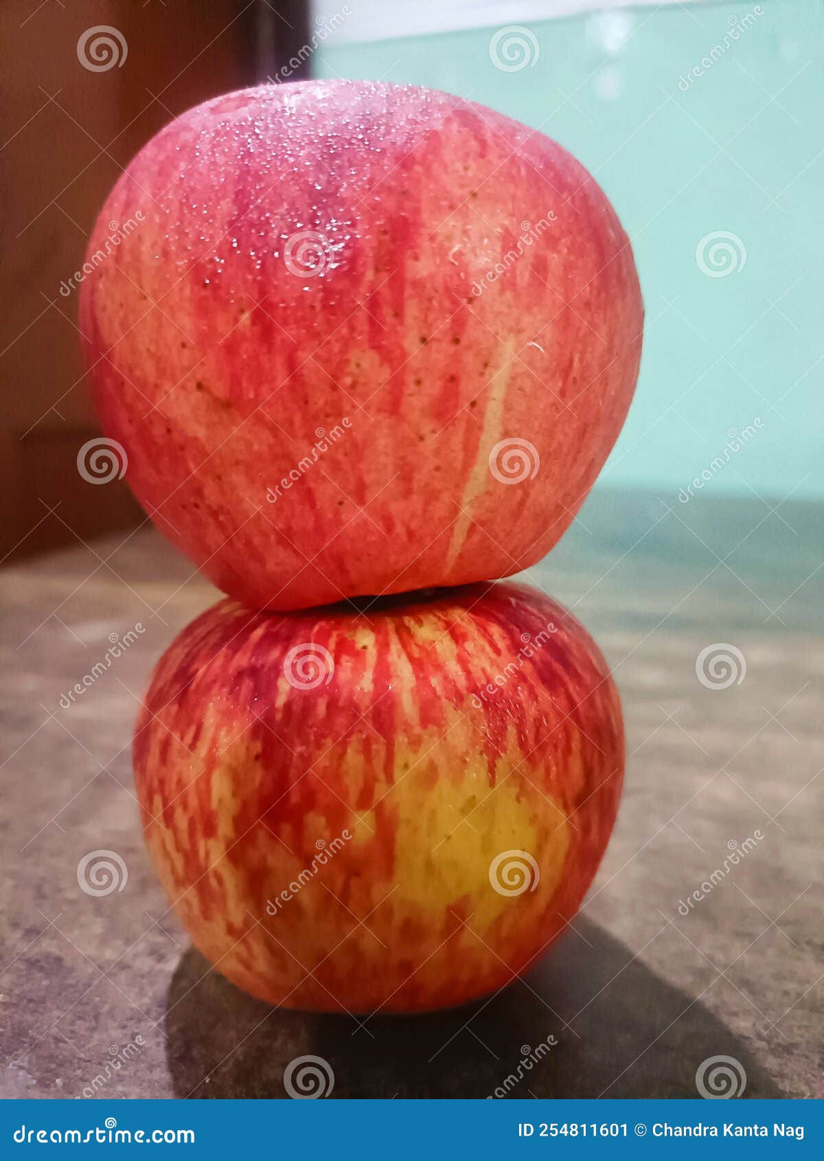 Two Apple on the table stock image. Image of protein - 254811601