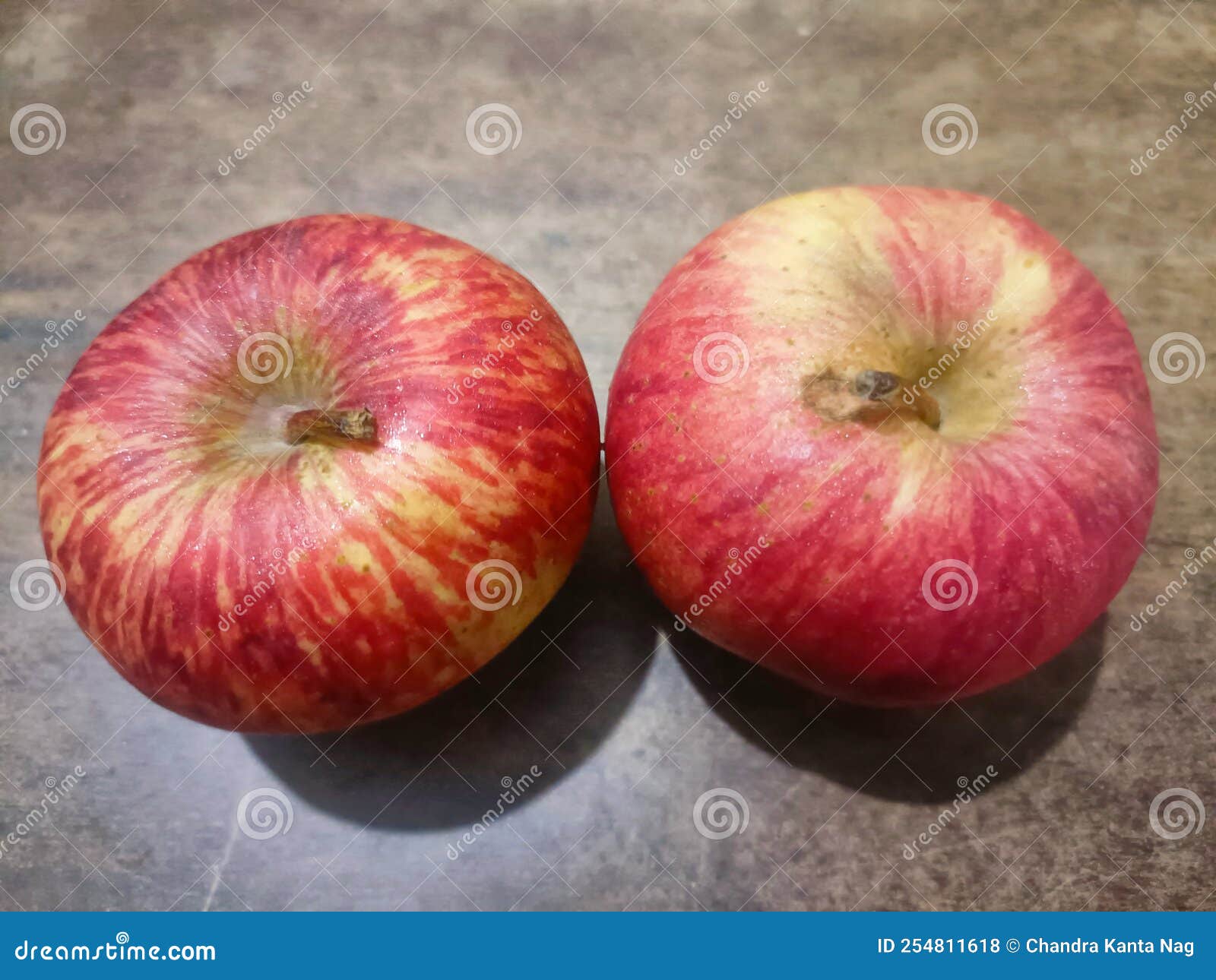Two Apple on the Table Top View Stock Photo - Image of dessert, petal ...