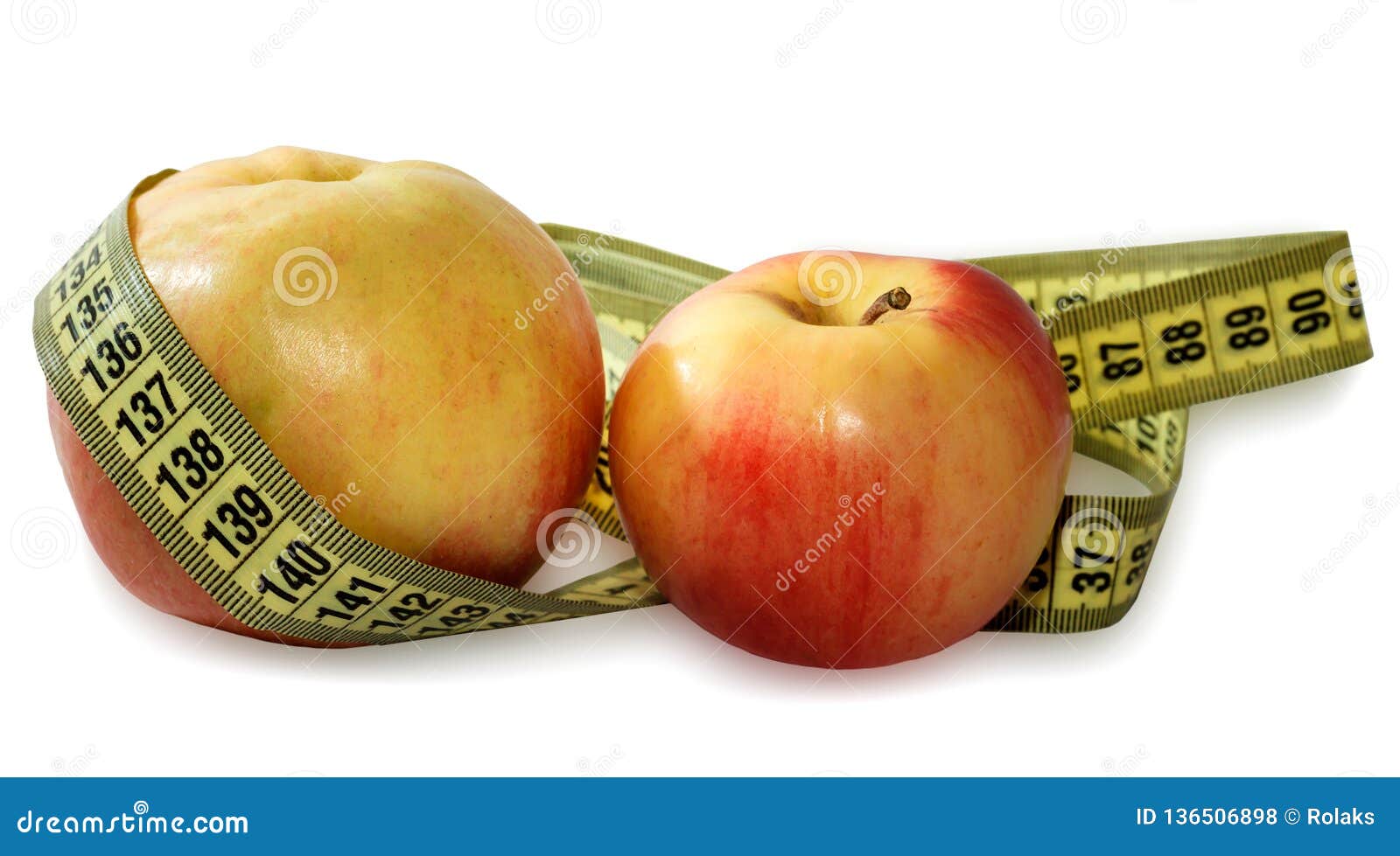 Two Apples with Measuring Tape Stock Photo - Image of shape, figure ...