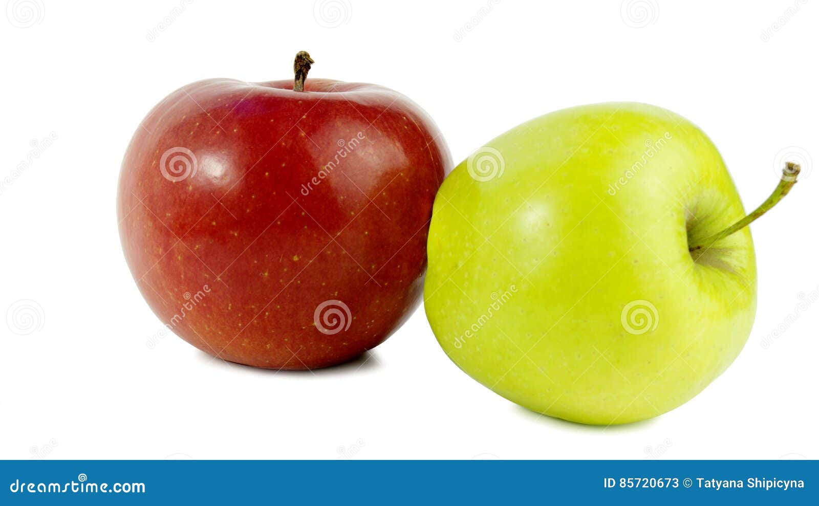 Two Apples. Red Apple and Green Lies on the Side. Stock Image - Image ...