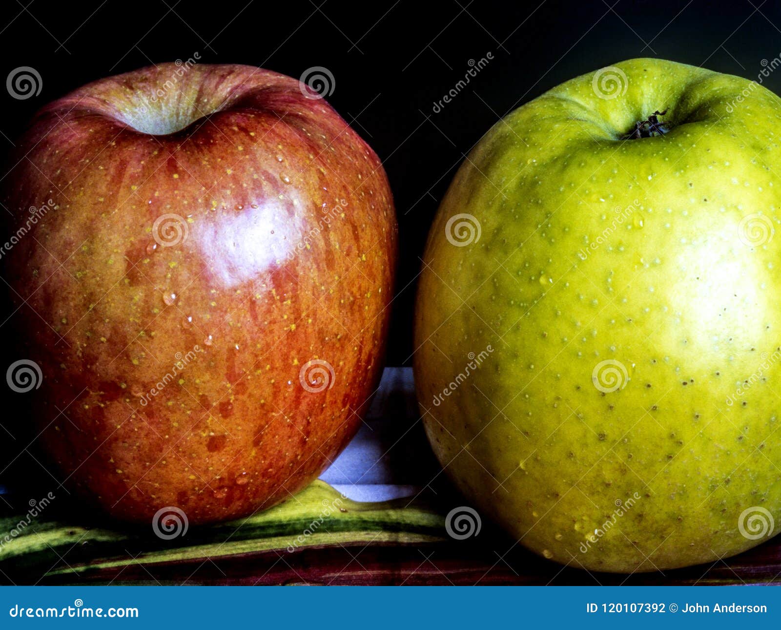 Two apples on table stock photo. Image of food, granny - 120107392