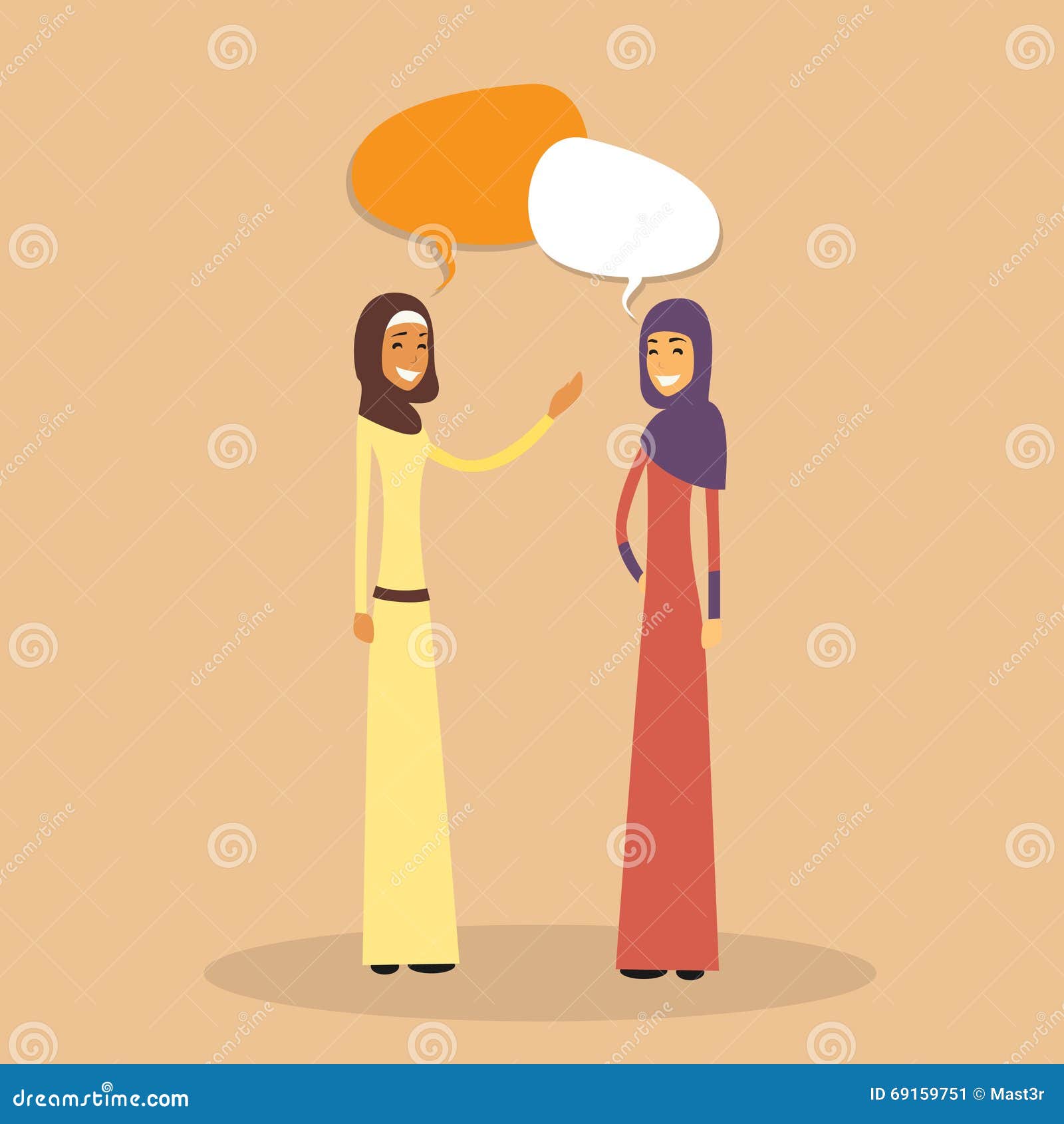 Two Arab Woman Muslim Chat Bubble, Discussion Communication Stock ...